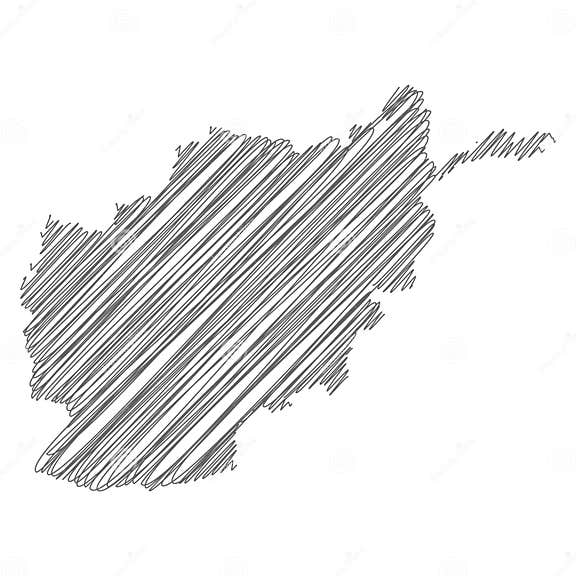 Vector Illustration of Scribble Drawing Map of Afghanistan Stock Vector ...