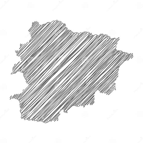 Vector Illustration of Scribble Drawing Map of Andorra Stock Vector ...