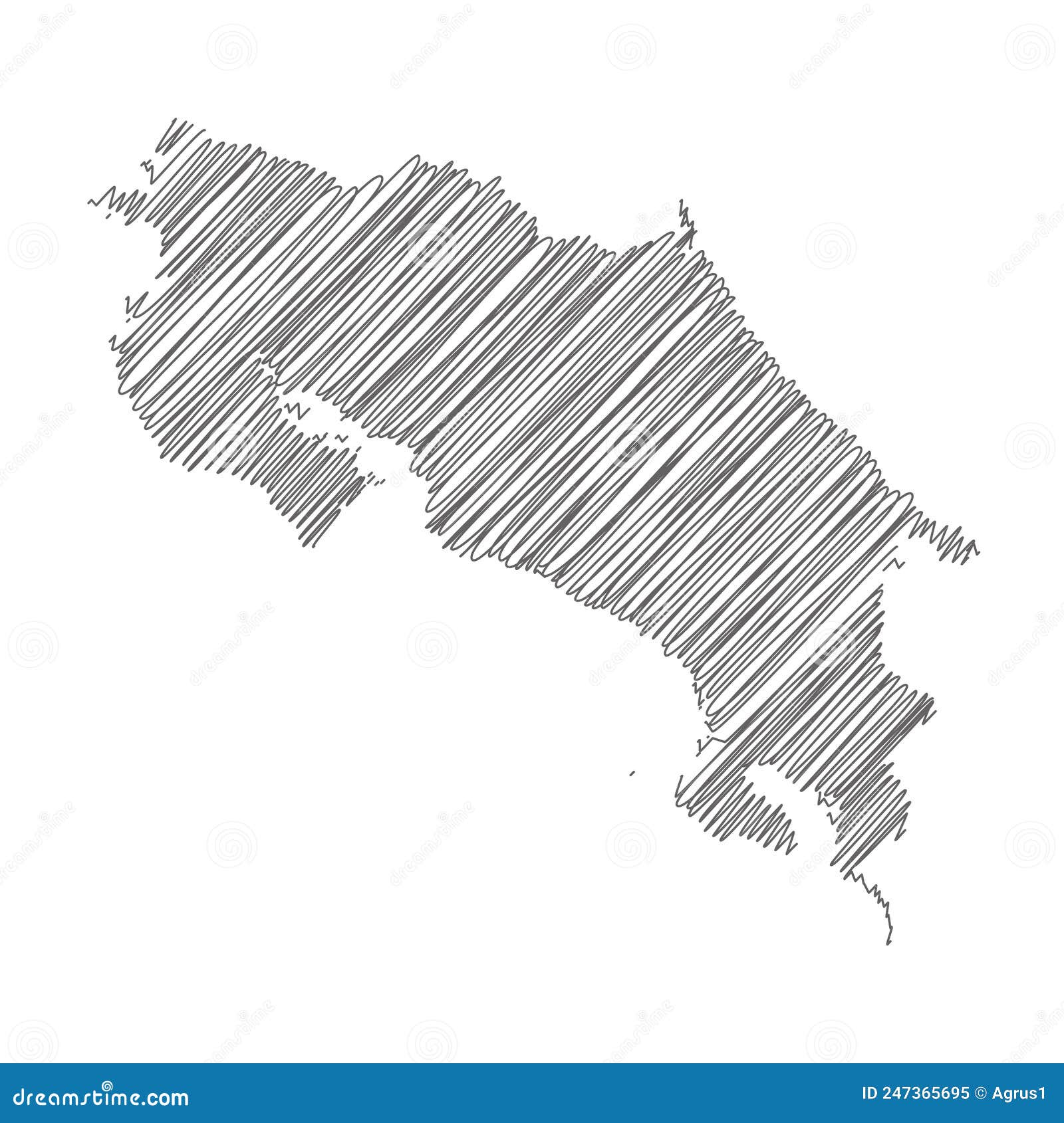 Vector Illustration of Scribble Drawing Map of Costa Rica Stock Vector ...