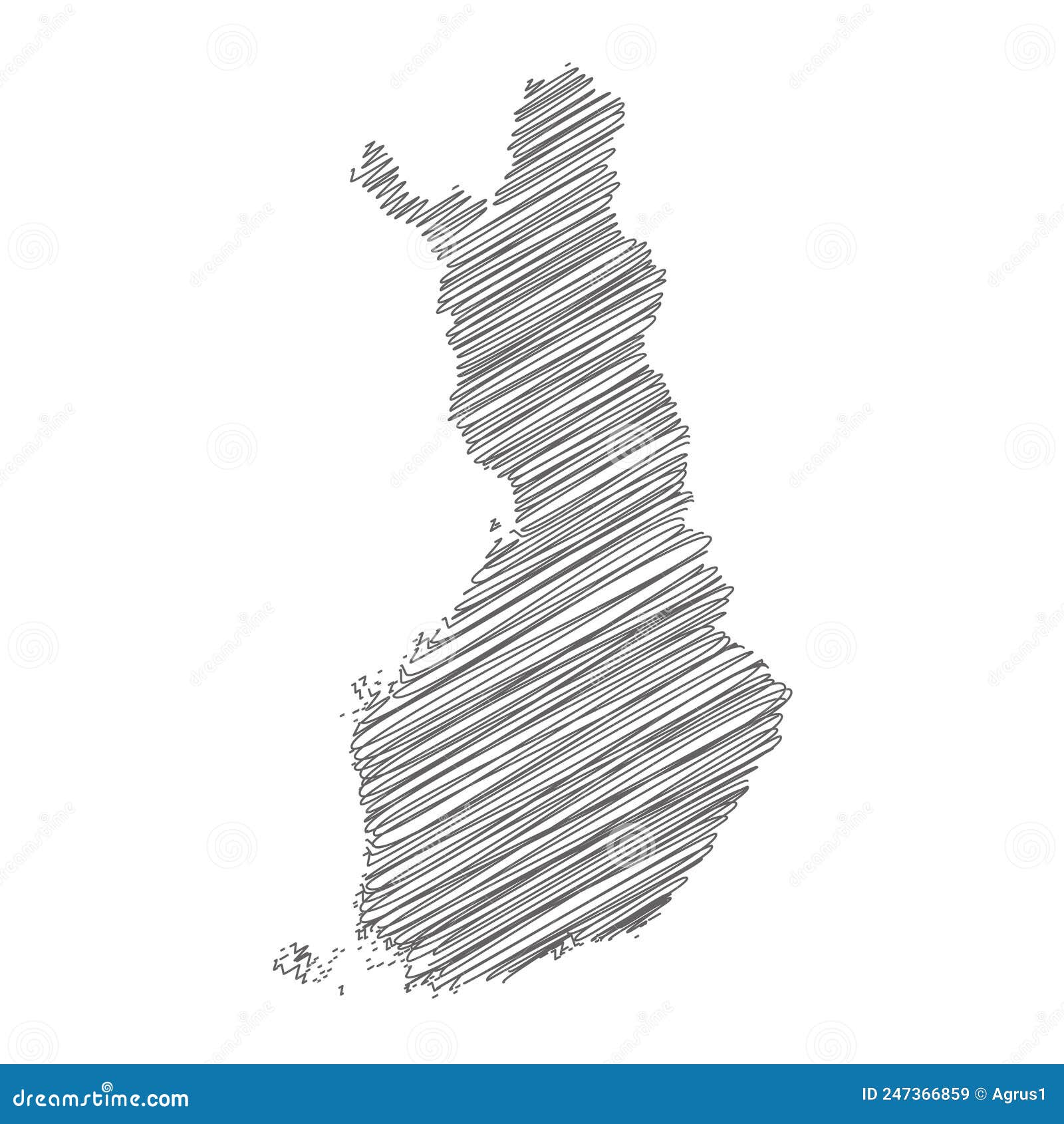Vector Illustration of Scribble Drawing Map of Finland Stock Vector ...