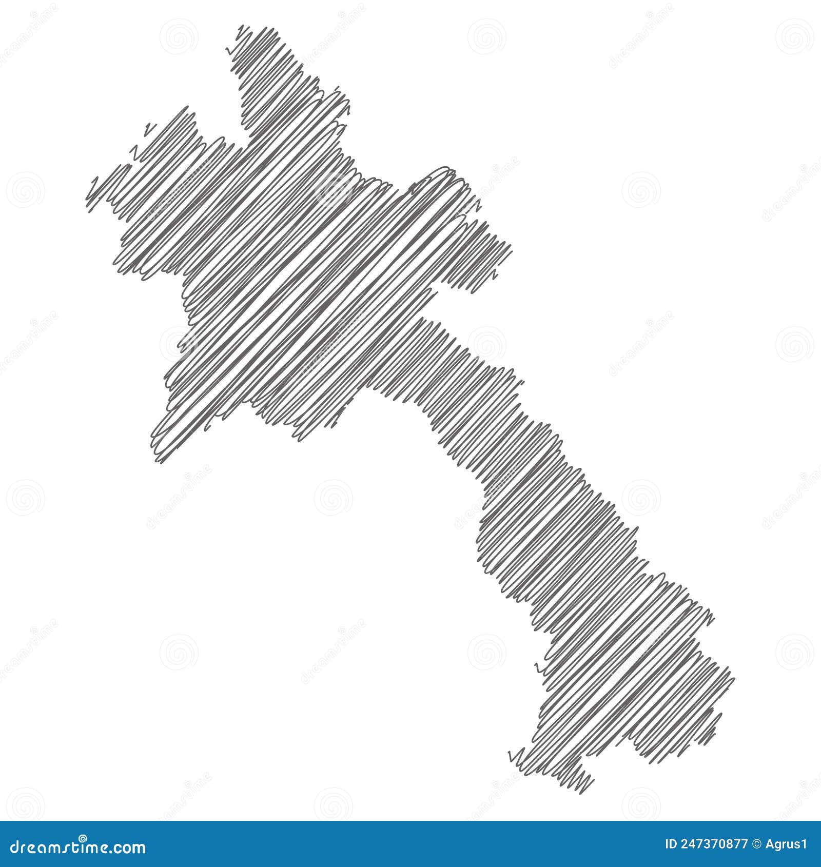 Vector Illustration of Scribble Drawing Map of Laos Stock Vector ...