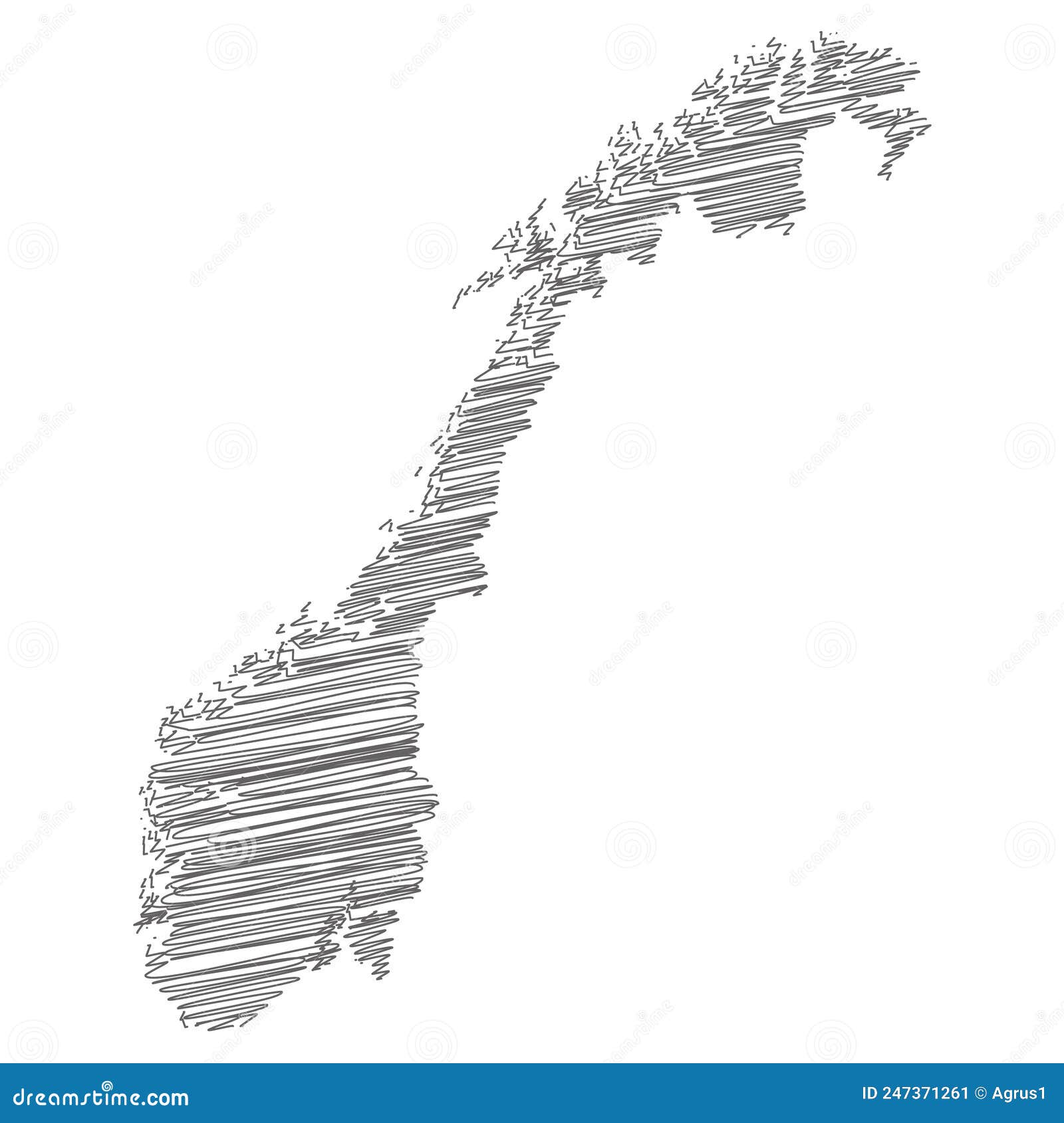 Vector Illustration of Scribble Drawing Map of Norway Stock Vector ...