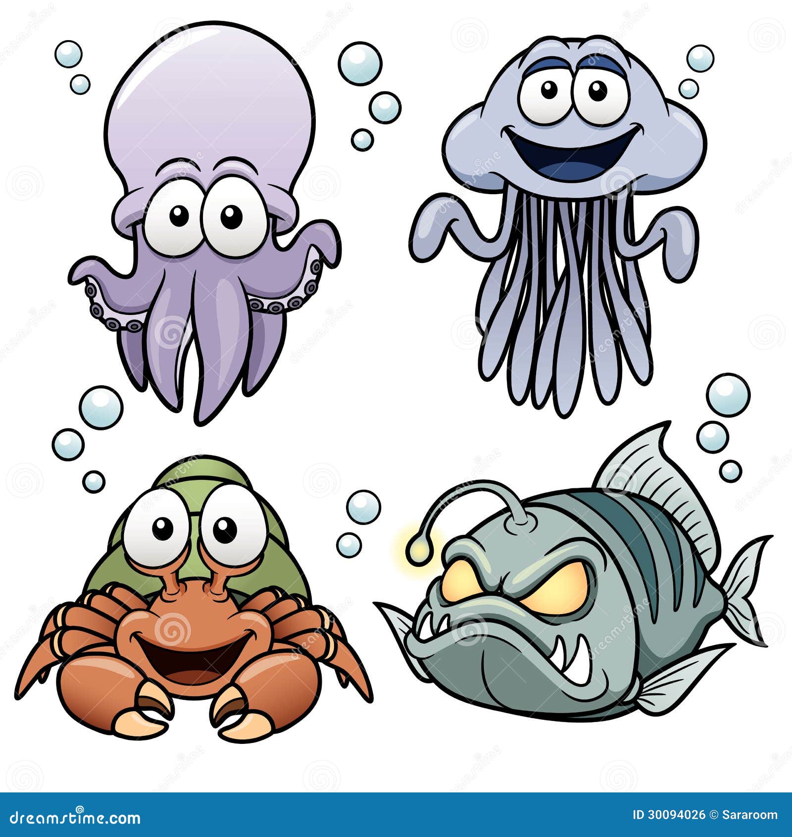 Sea Animals cartoon stock vector. Illustration of animals - 30094026