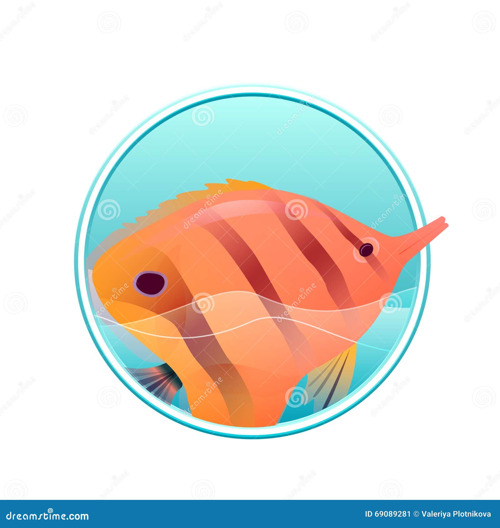 Vector Illustration of Sea Fish and Sea in the Circle Stock ...