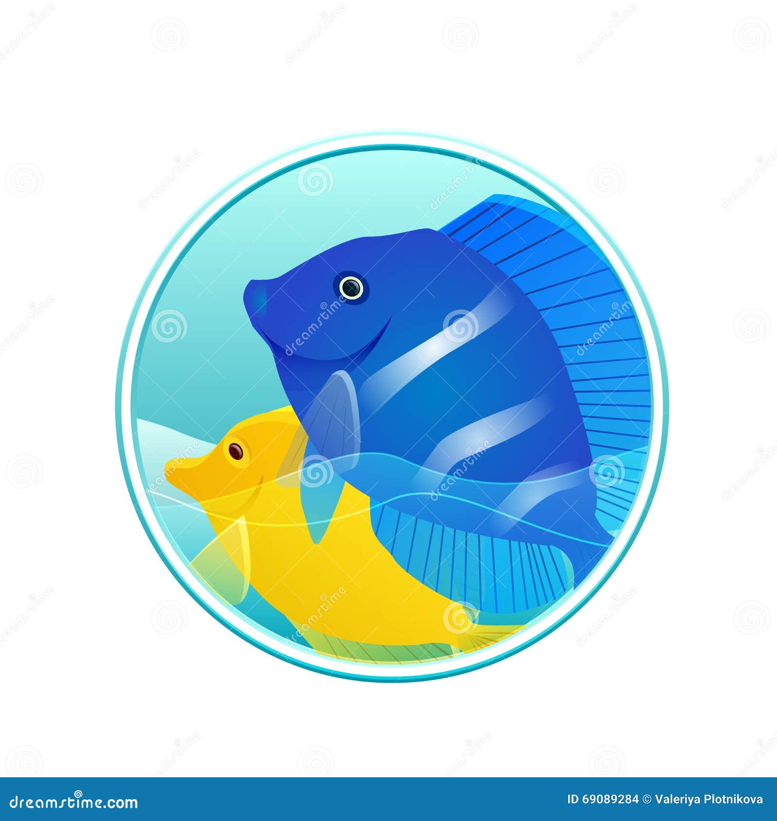 Vector Illustration of Sea Fish and Sea in the Circle Stock Vector ...
