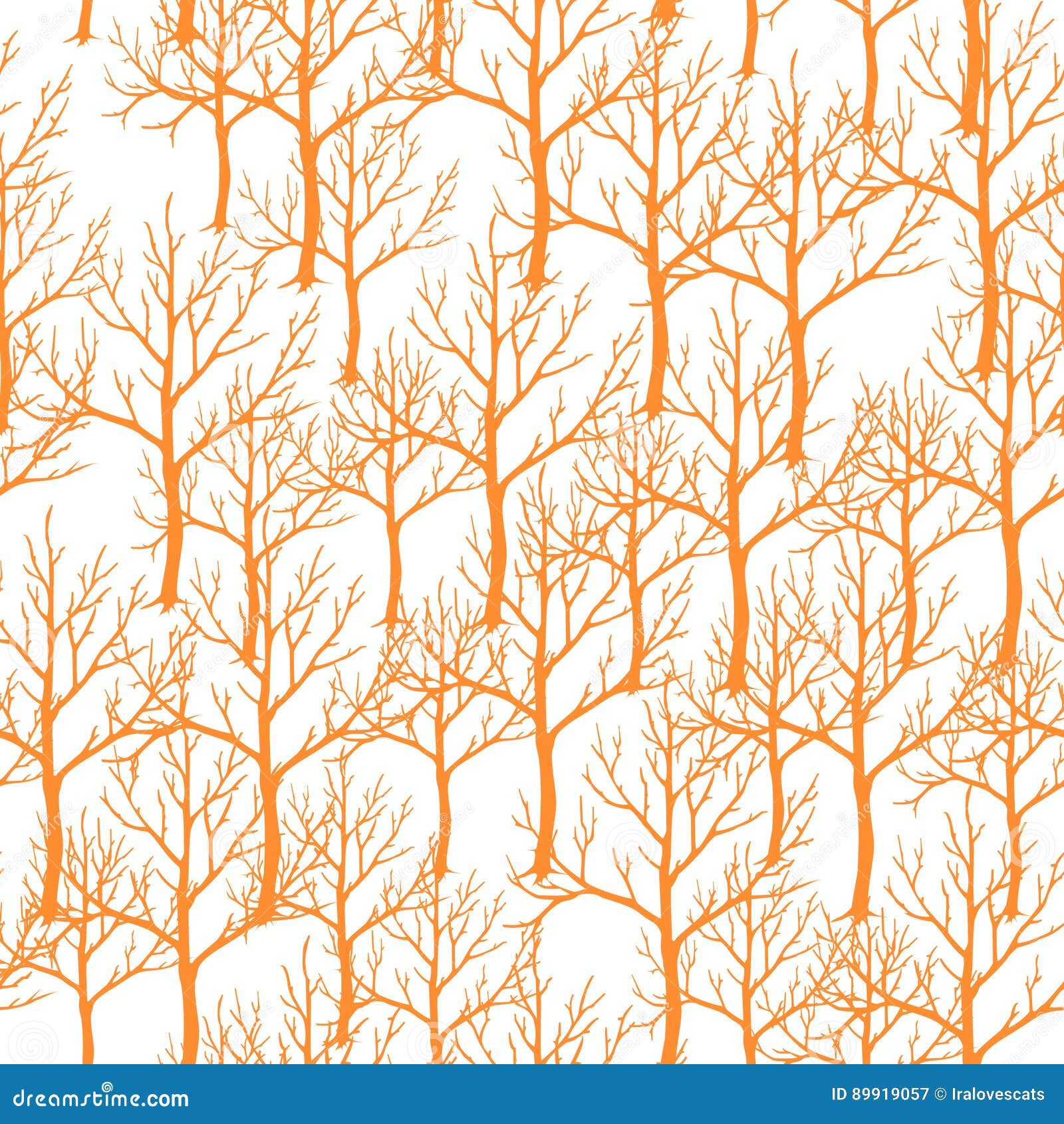 Vector Illustration of Seamless Abstract Orange Tree Pattern Stock ...