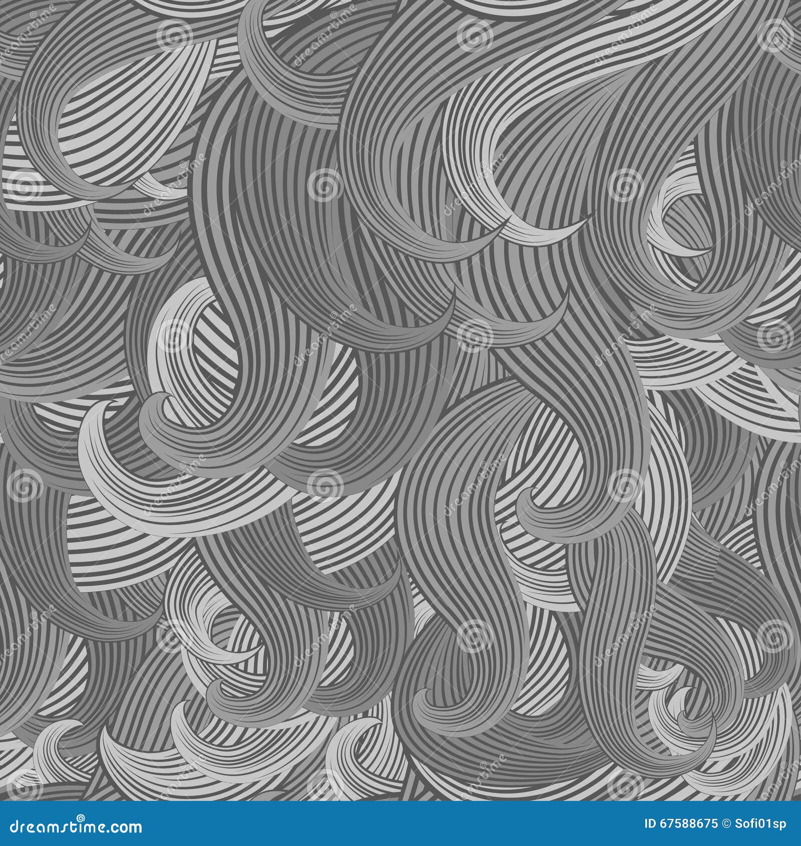 Vector Illustration Seamless Background Of Hair Scrollwork ...