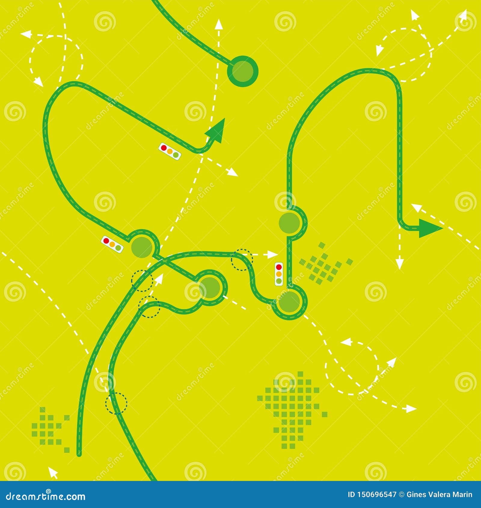 Seamless Illustration of Two Roads in a Map. Stock Vector ...