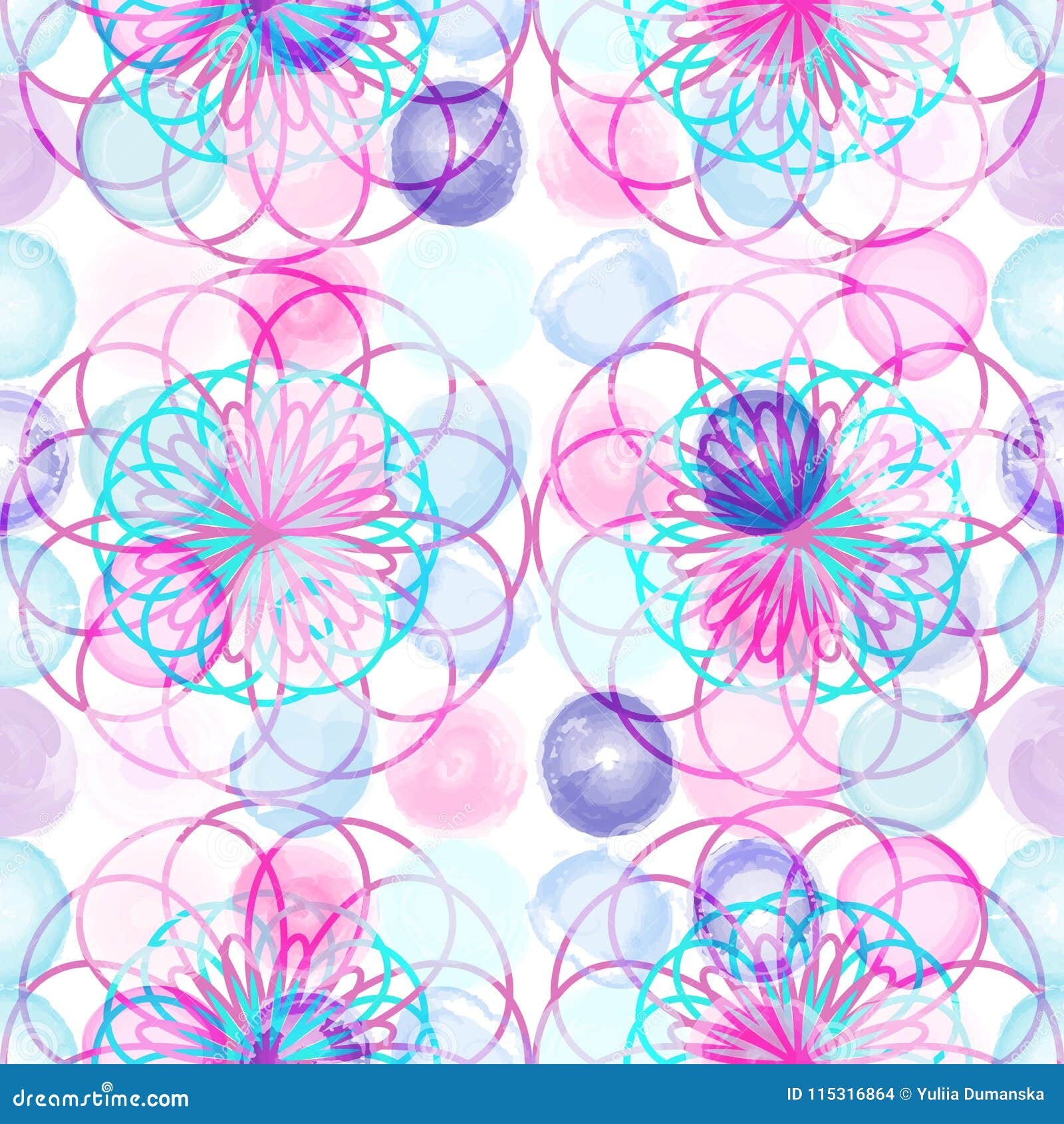 Vector Illustration of a Seamless Islamic Pattern on a Watercolor ...