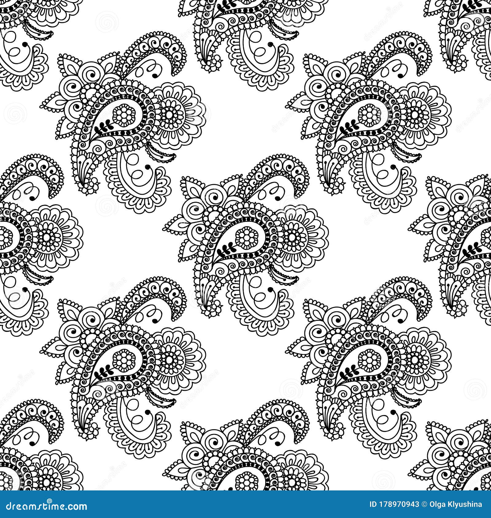 Vector Illustration of Seamless Paisley Pattern Stock Illustration ...