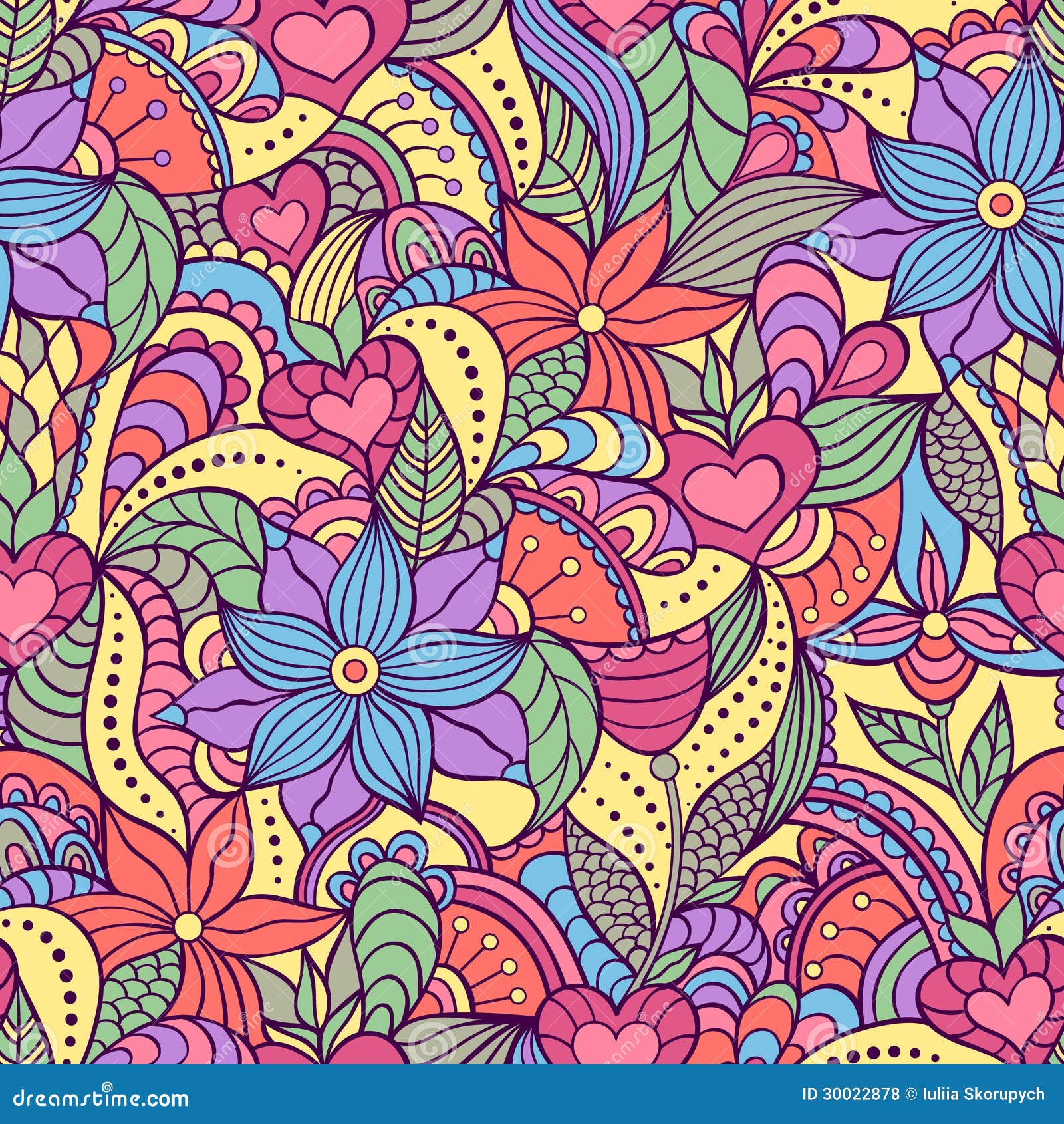 Seamless Pattern with Abstract Flowers Stock Vector - Illustration of ...
