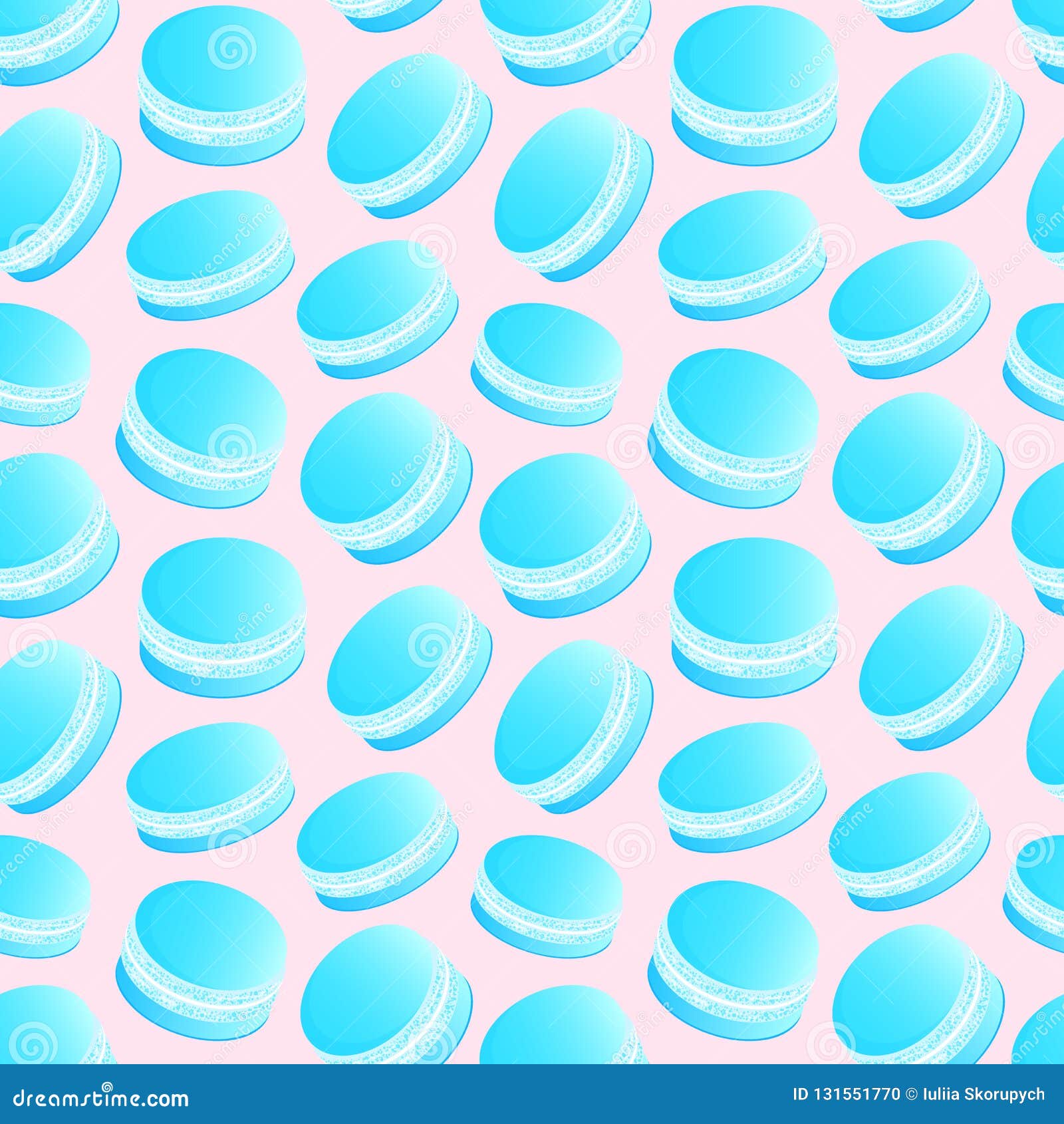 Pattern with Blue Macaroons Stock Vector - Illustration of bake, color ...