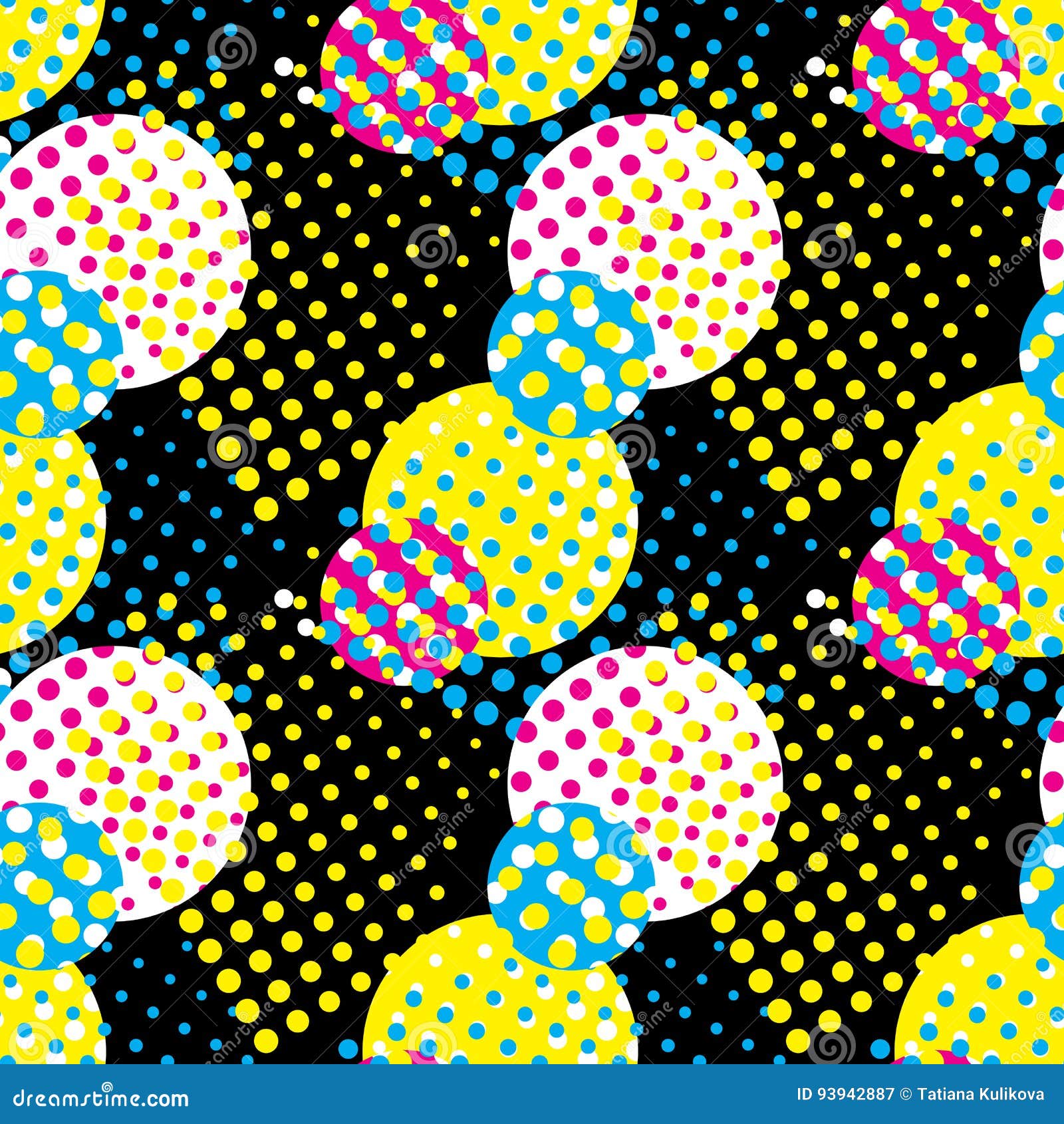 Vector Illustration of Seamless Pattern Concept Print with Circles and ...