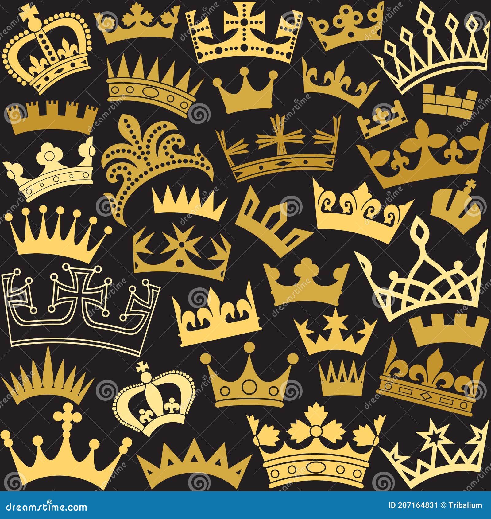 Seamless Pattern with Different Shapes of Crown Stock Vector ...