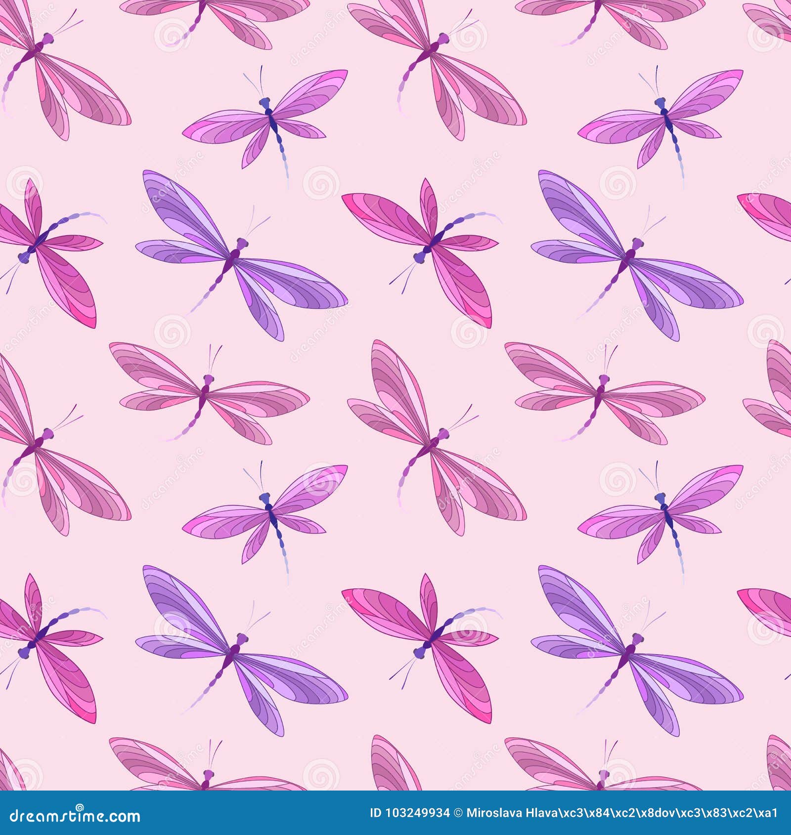 Seamless Pattern of Dragonfly Stock Vector - Illustration of mosaic ...