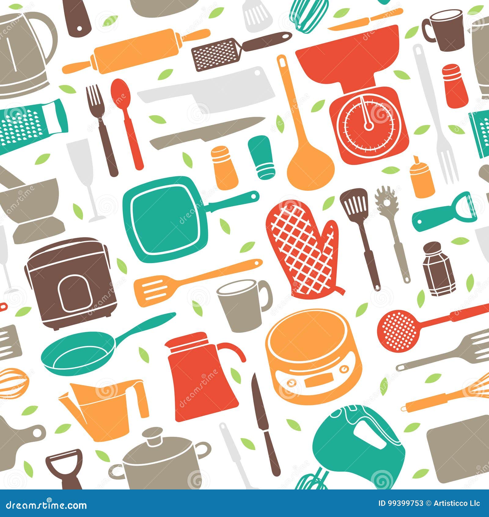 Seamless Pattern of Kitchen Utensil in Retro Style Stock Vector ...