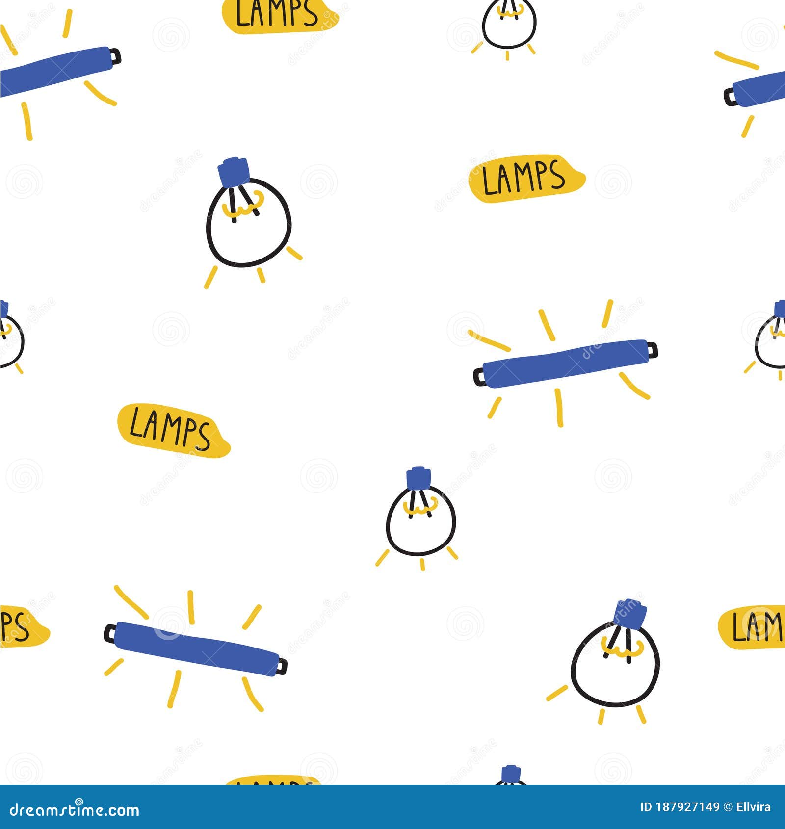Vector Illustration Seamless Pattern Mith Lamps Stock Illustration ...