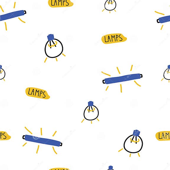 Vector Illustration Seamless Pattern Mith Lamps Stock Illustration ...