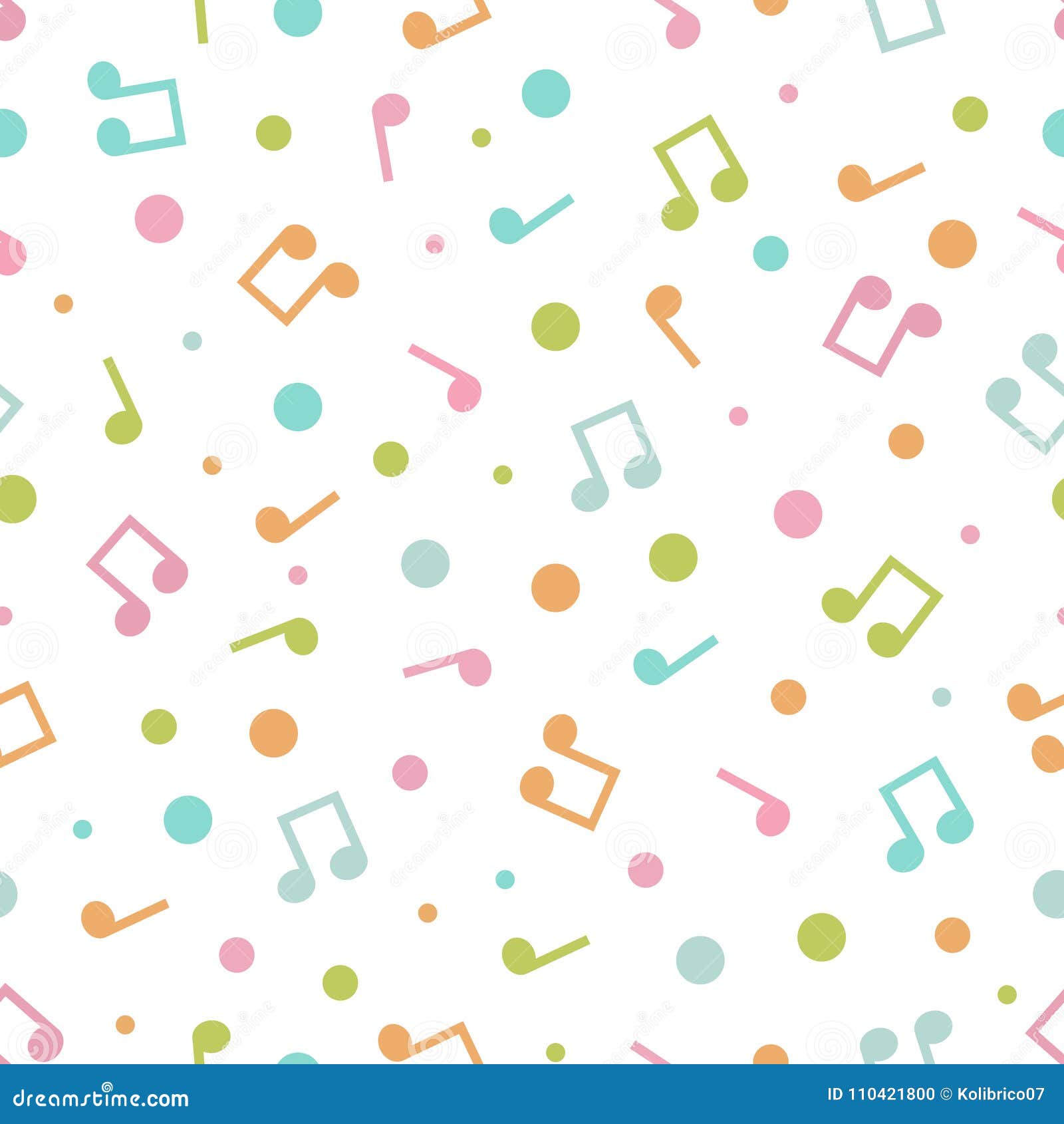 Vector Illustration of Seamless Pattern of Music Notes and Circles ...