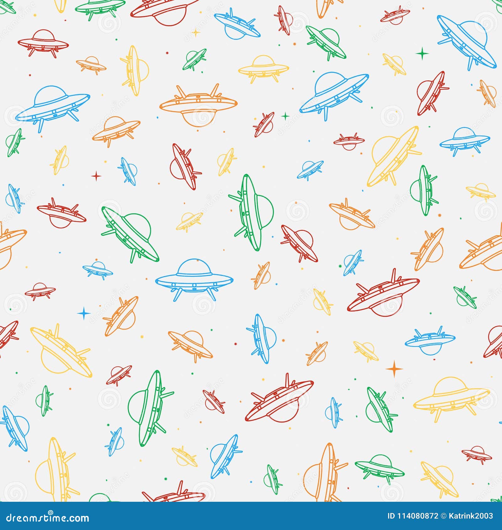 Seamless Pattern of Outline UFO Stock Vector - Illustration of outer ...