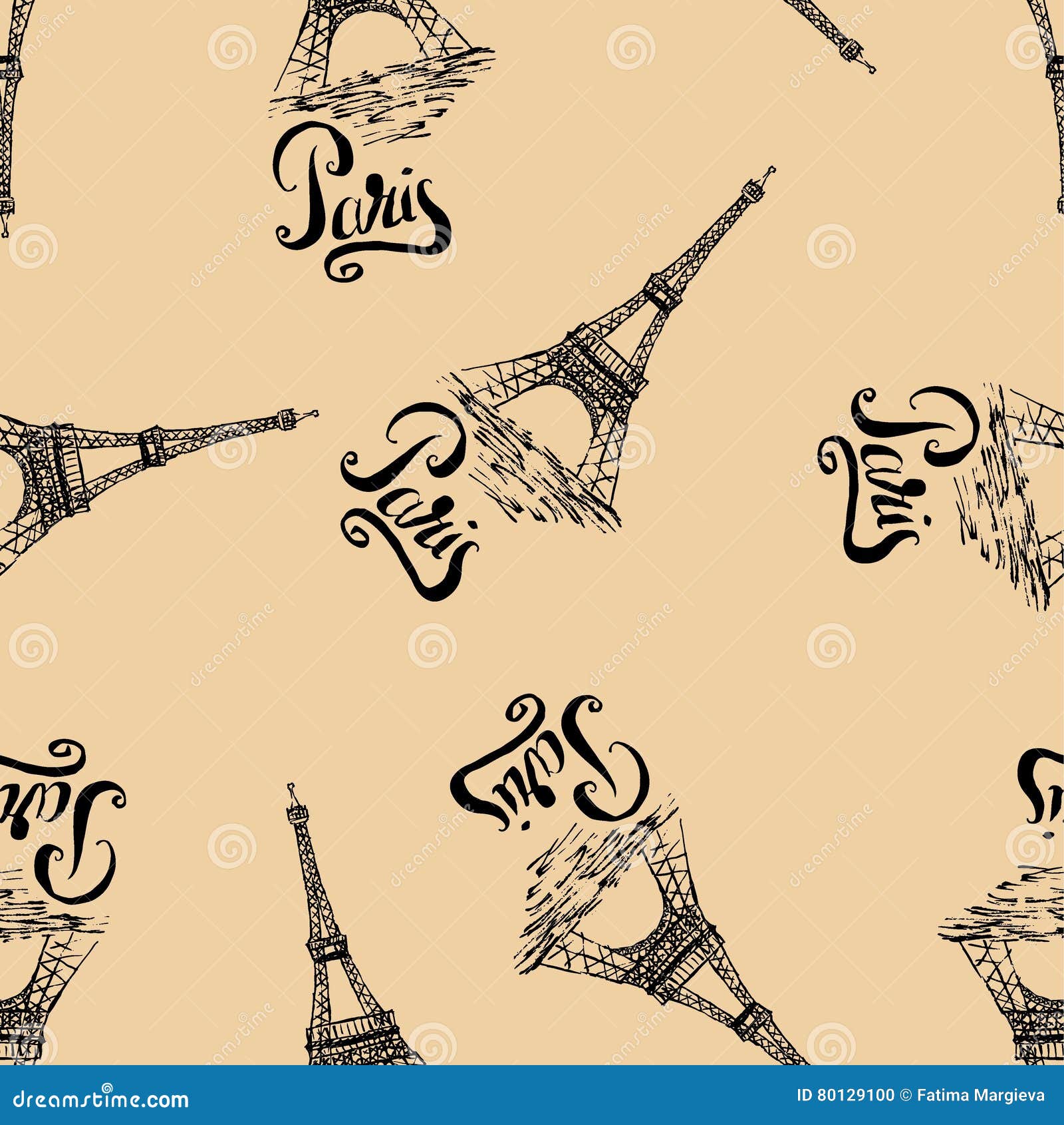 Vector Illustration, Seamless Pattern with Paris Label Stock Vector ...