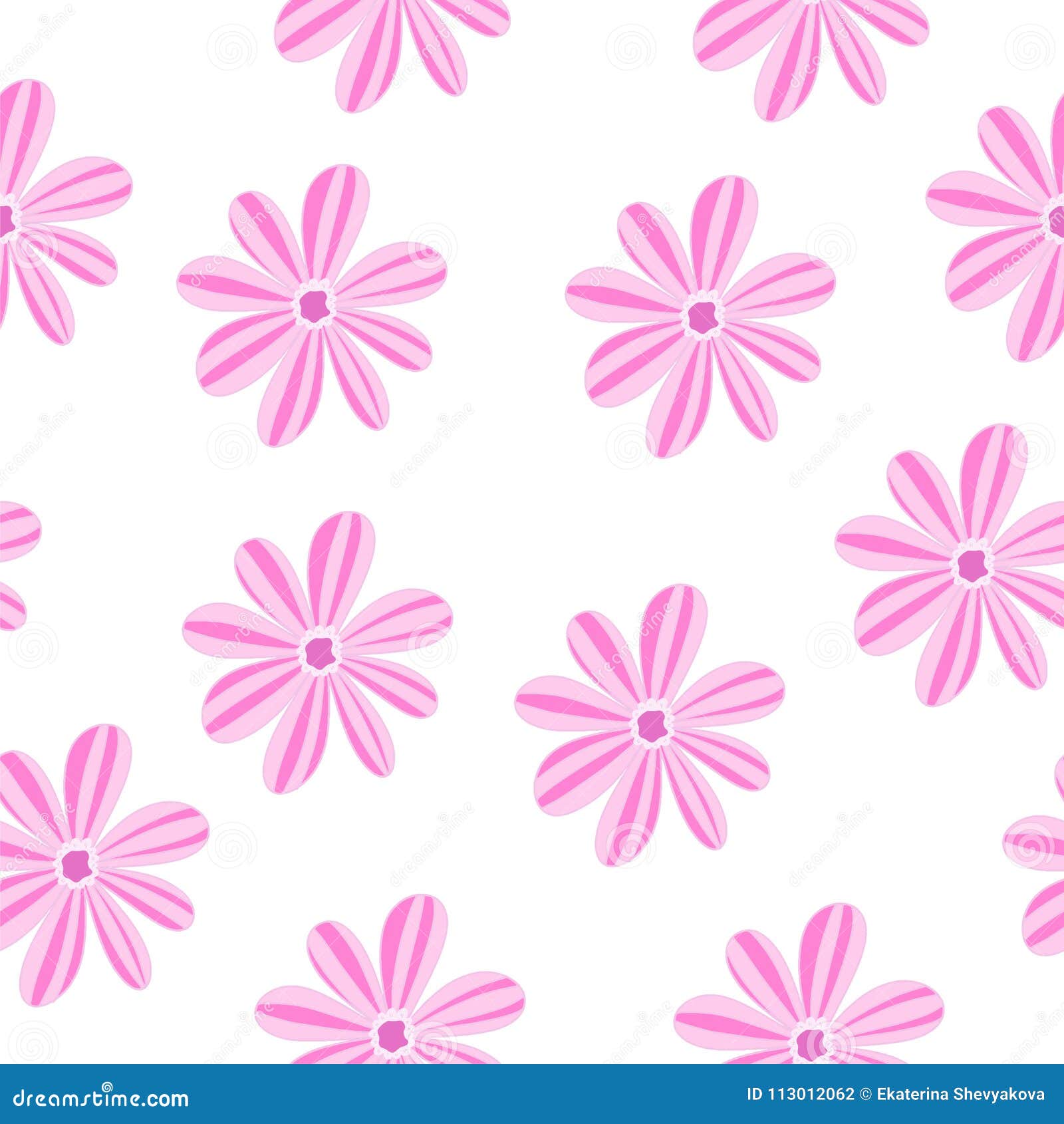 Vector Illustration Seamless Pattern with Pink Flowers Plants Stock ...