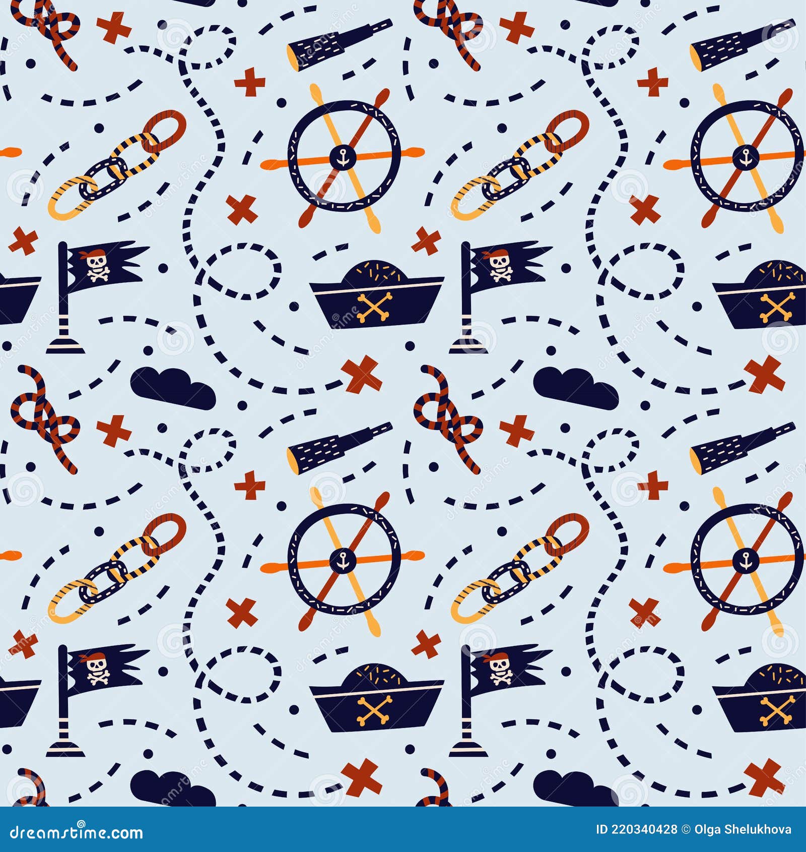 Vector Illustration of Seamless Pattern with Pirates. Stock Vector ...