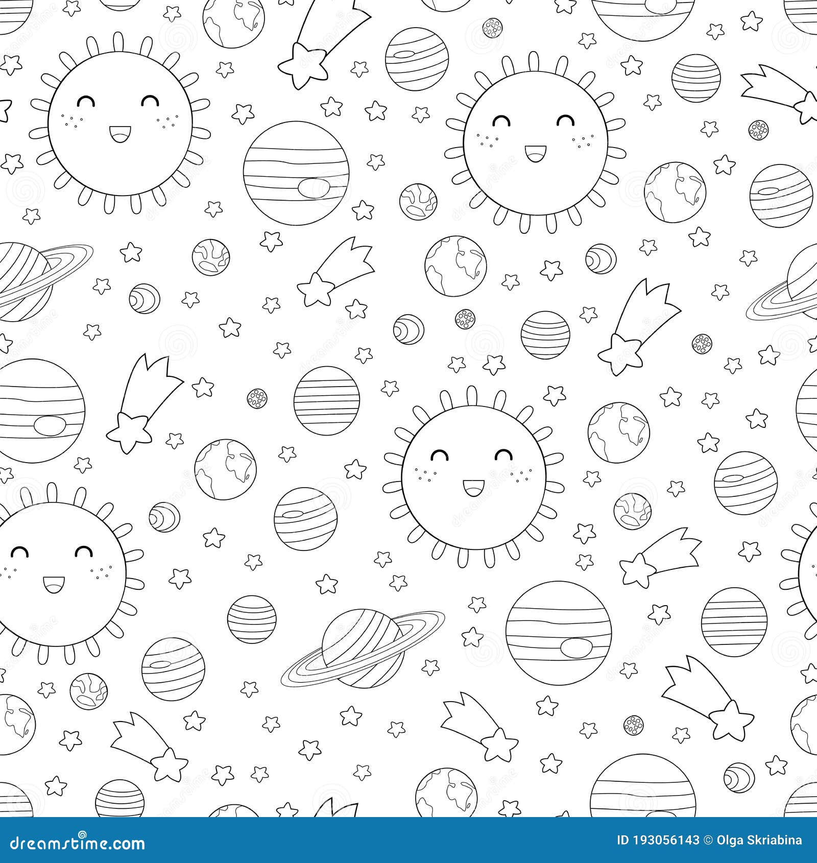 Seamless Pattern of Solar System Stock Vector - Illustration of mars ...