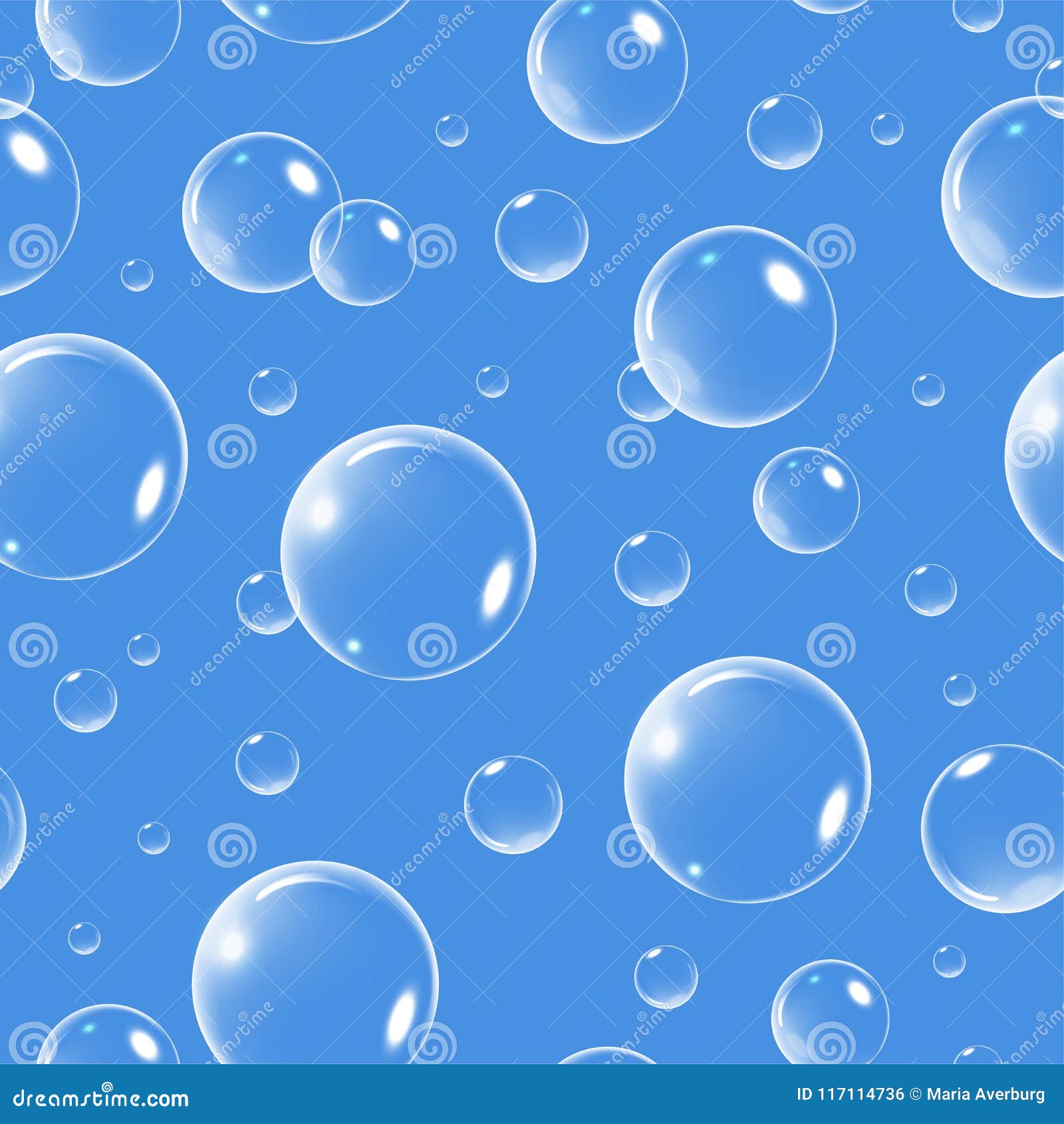 Vector Illustration of Seamless Pattern of White Bubble on Blue ...