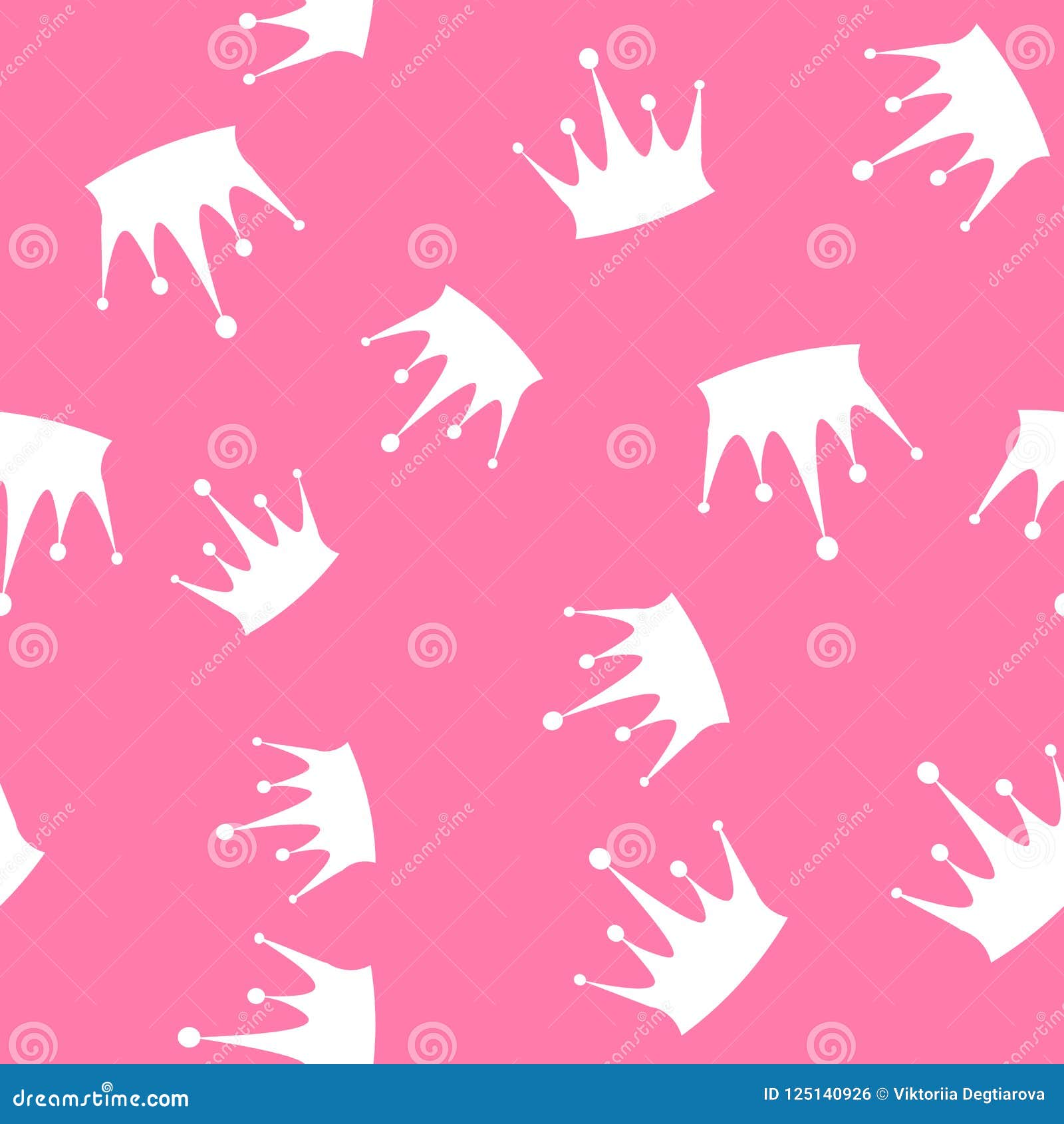 Seamless Pattern. White Silhouettes of Crowns on a Pink Background ...