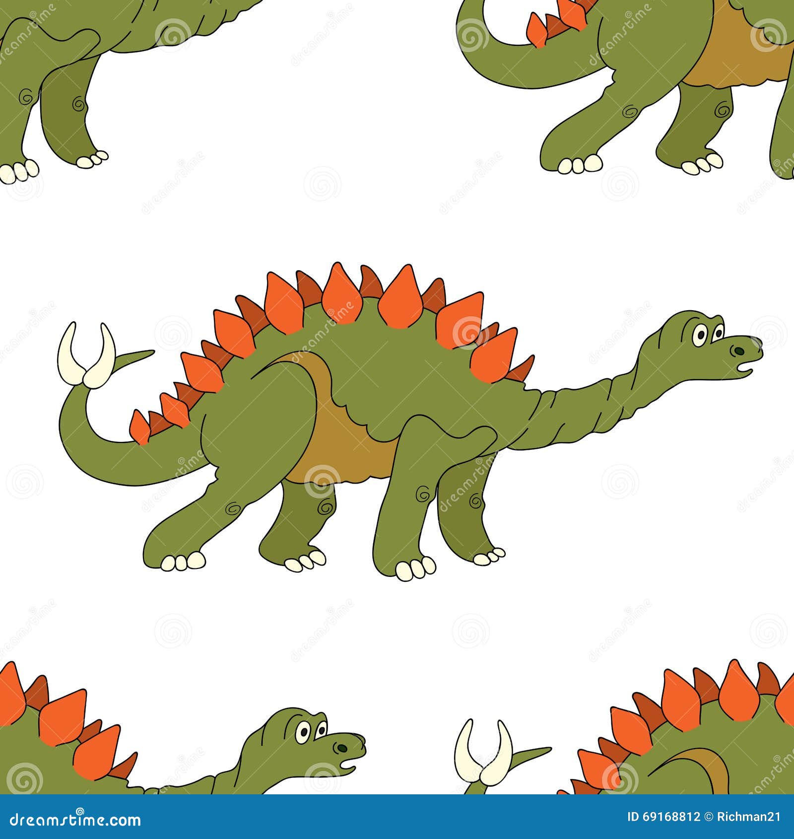 Vector Illustration of a Seamless Repeating Pattern of Dinosaur Stock ...