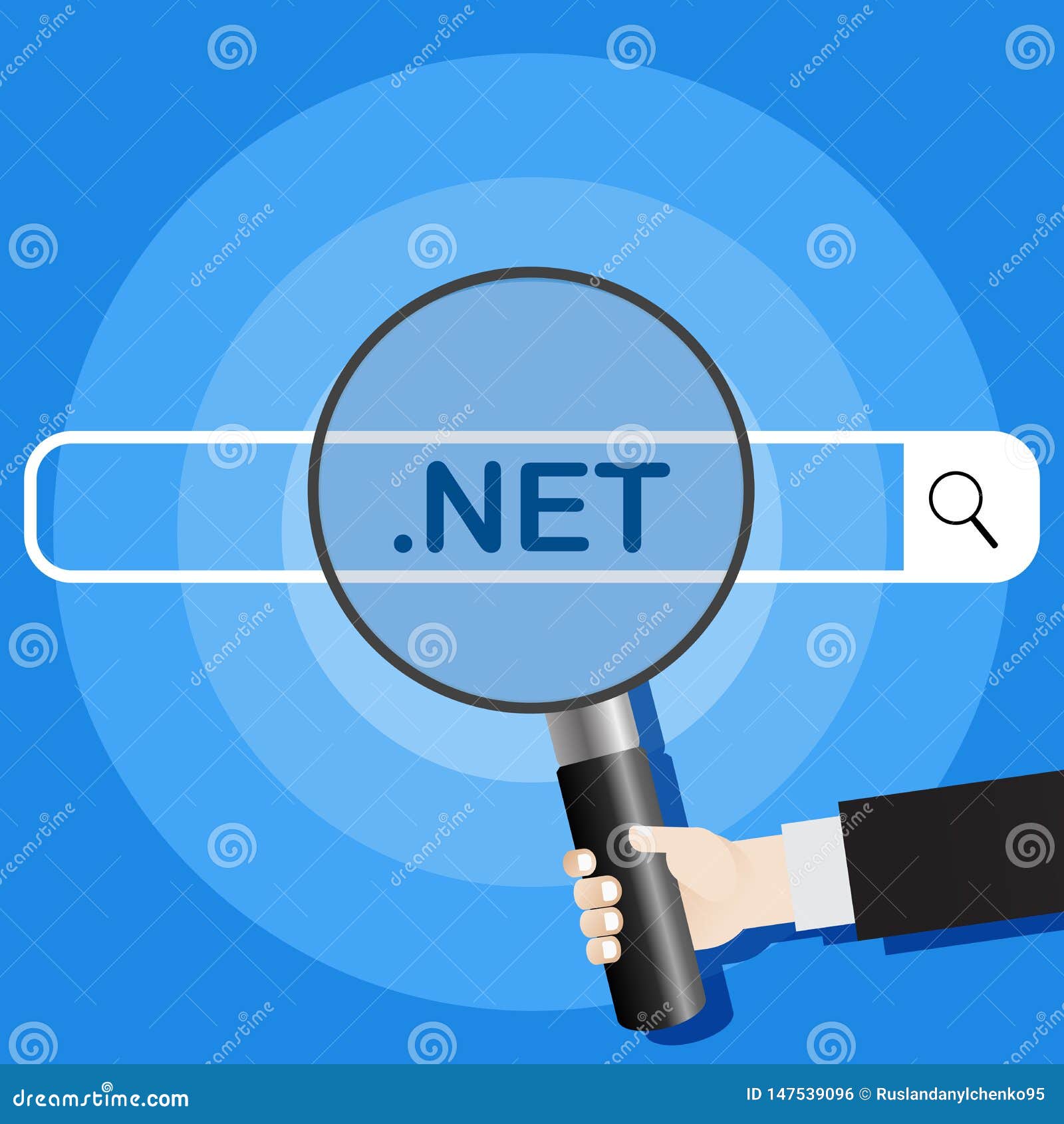 Vector Illustration of the Search Engine. the Hand Holds the Magnifier ...