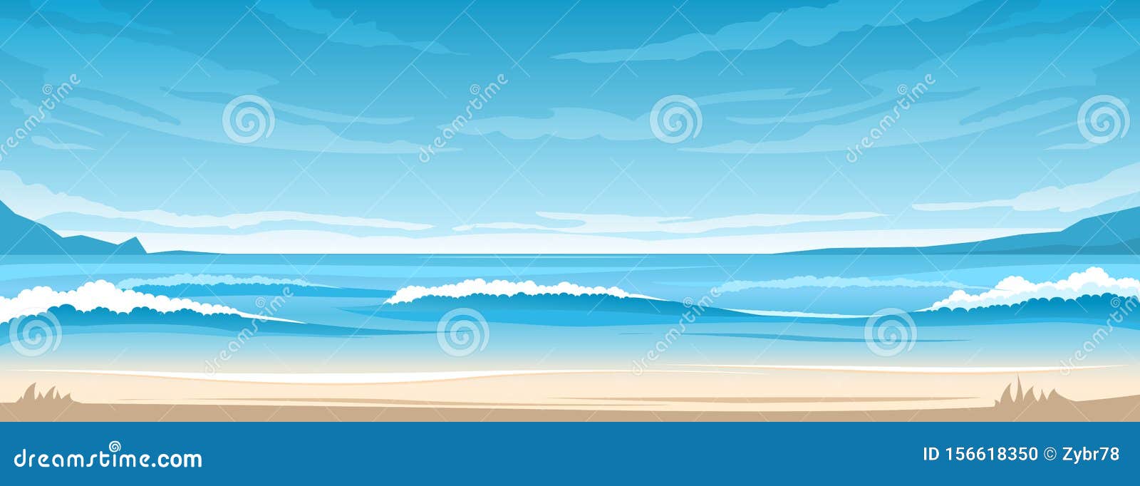 Simple ocean landscape stock vector. Illustration of scenery - 156618350