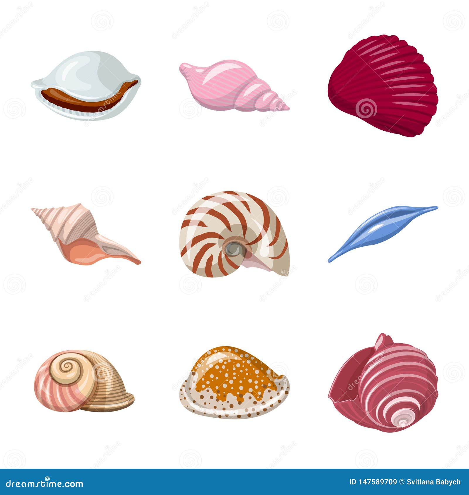 Vector Design of Seashell and Mollusk Logo. Collection of Seashell and ...