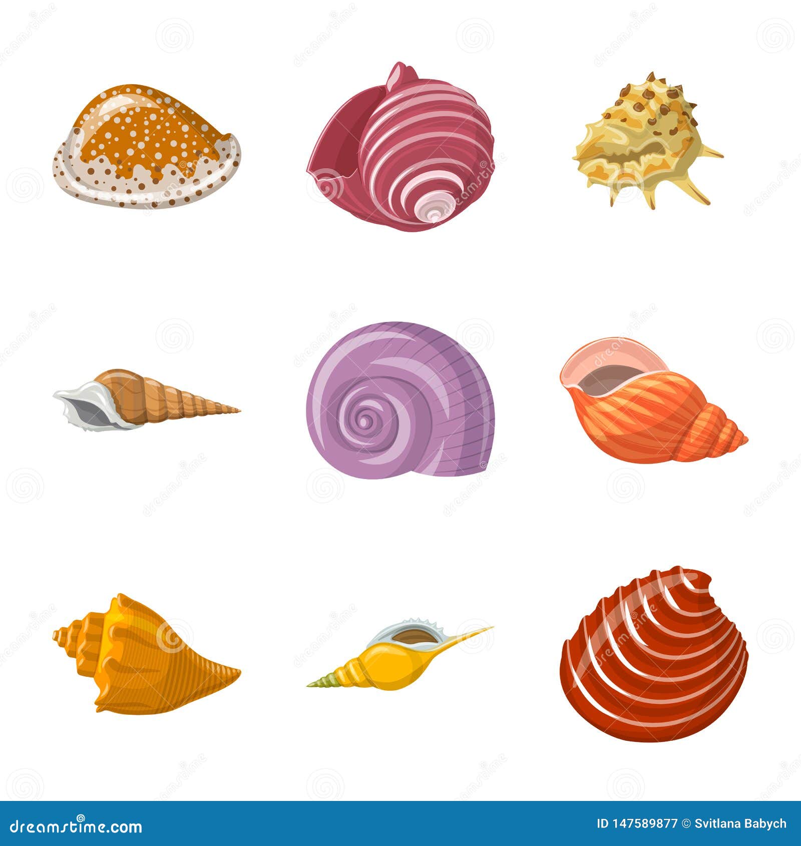 Vector Design of Seashell and Mollusk Sign. Collection of Seashell and ...