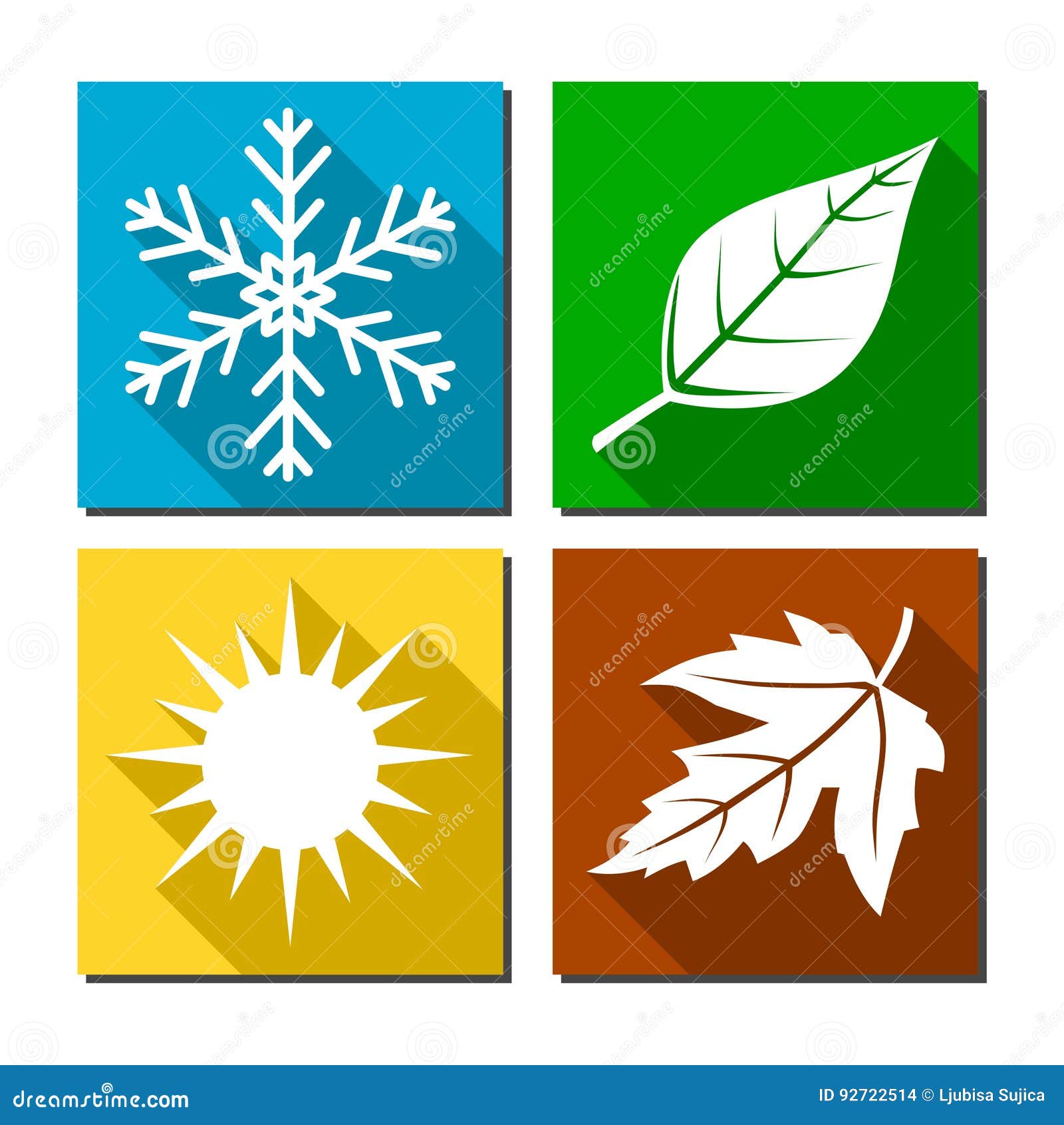 Vector Illustration of Seasons with Long Shadow Stock Illustration ...