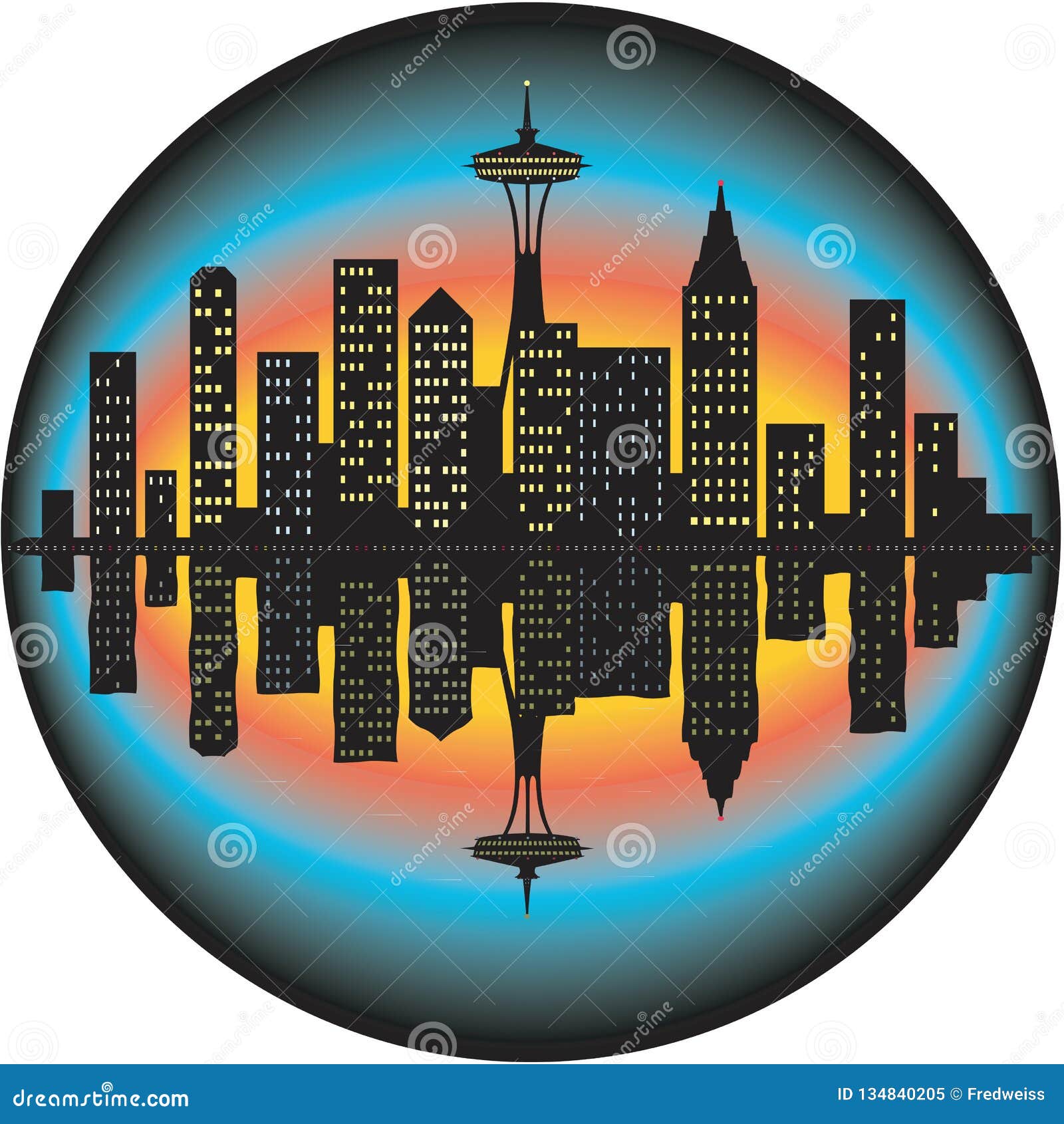 Seattle Skyline Vector Illustration Stock Vector - Illustration of ...