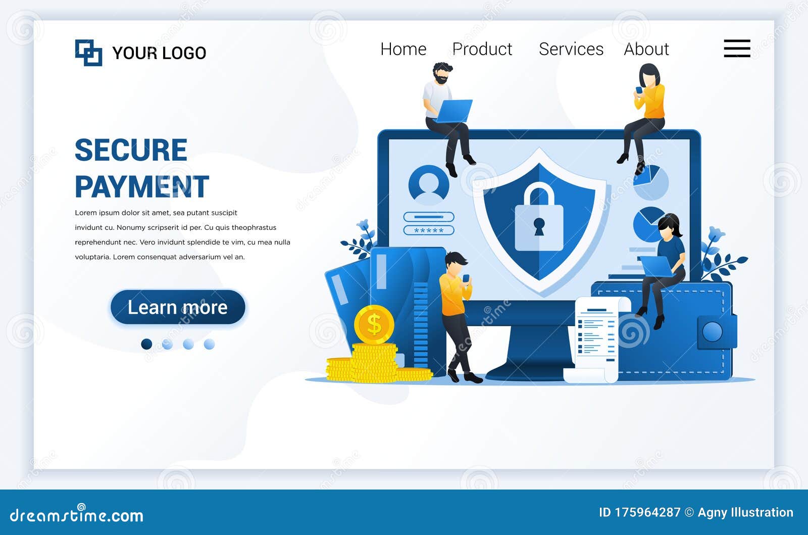 Vector Illustration of Secure Payment or Money Transfer Concept with ...