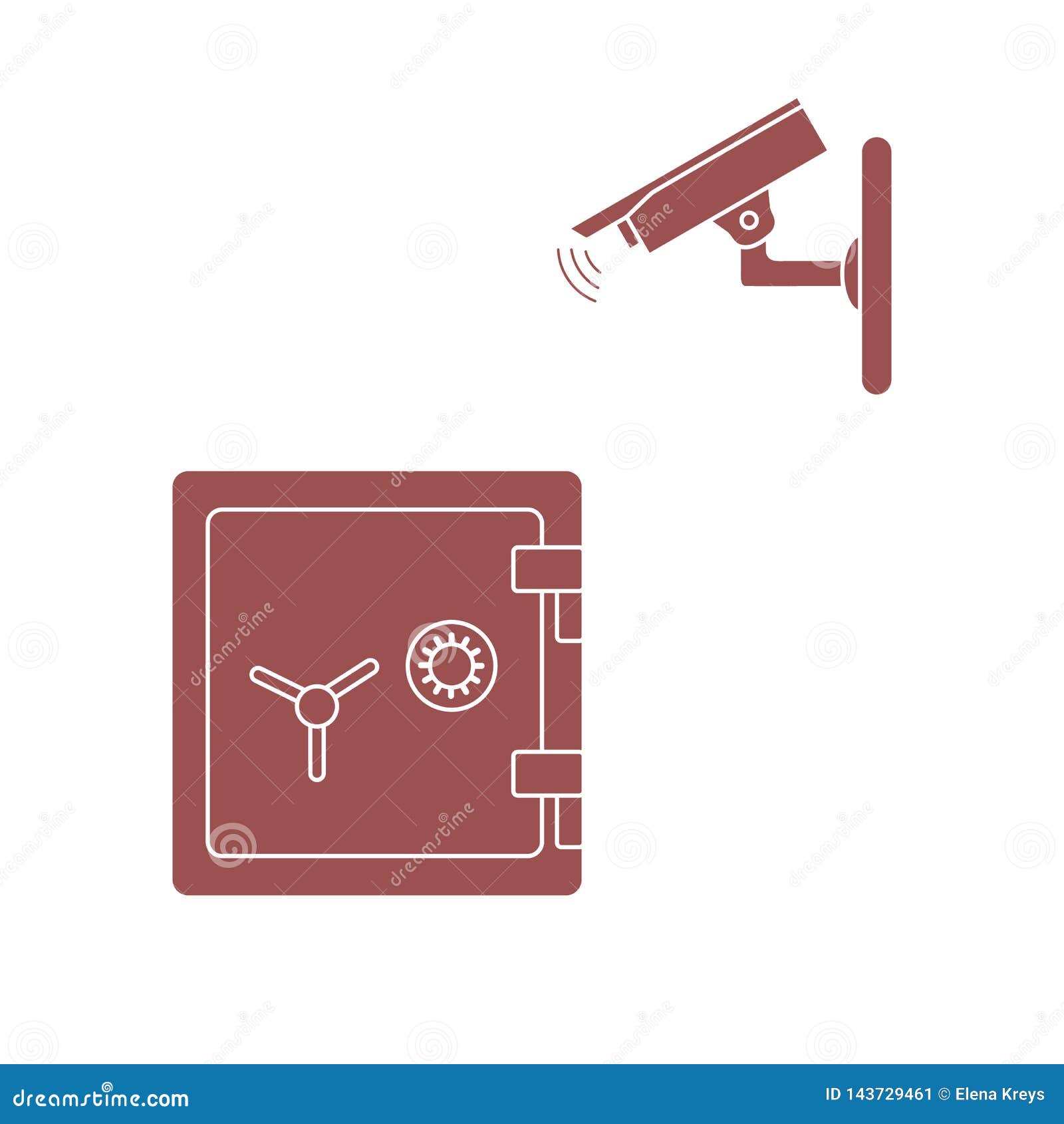 Vector Illustration with Security Camera and Safe Stock Vector ...