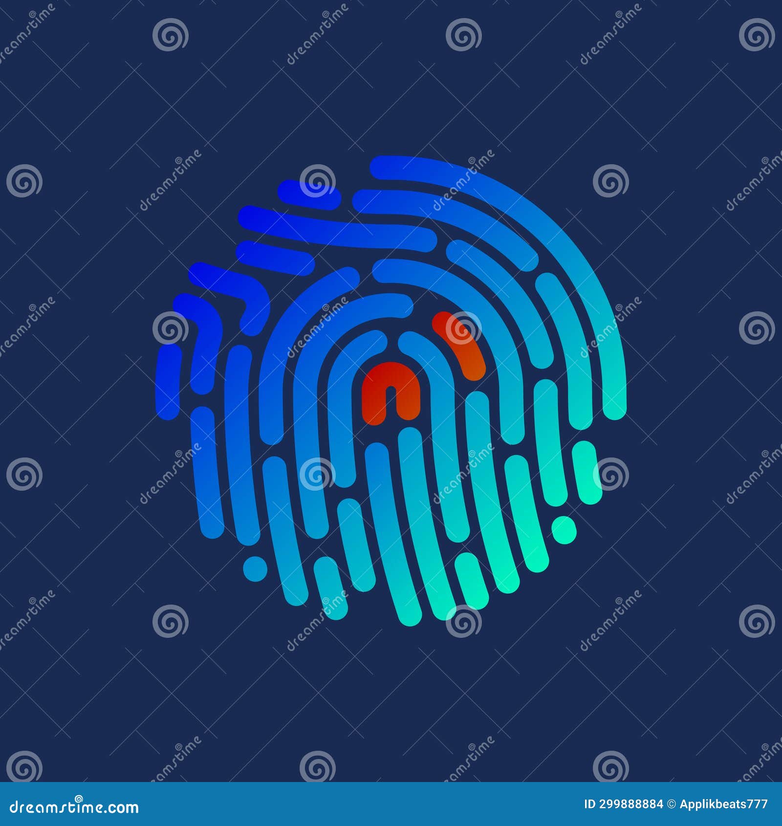 Vector Illustration of Security Fingerprint Authentication. Finger ...