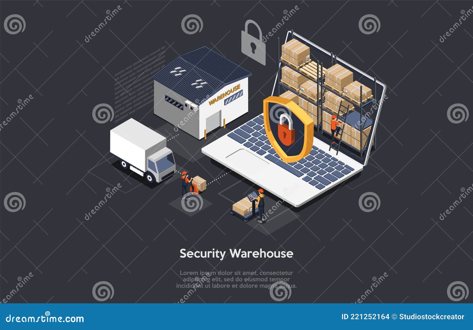 Vector Illustration. Security Warehouse, Safe Products Storage Keeping ...