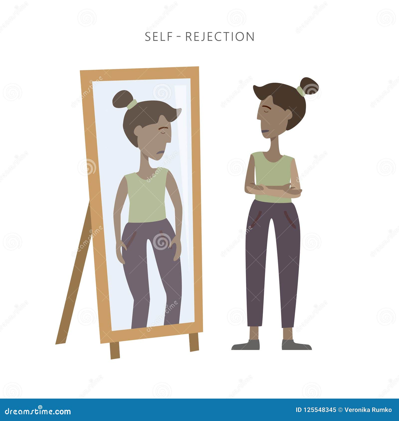 Illustration Os Self Rejection And Self Acceptance. Young Woman ... Illustration Os Self Rejection And Self Acceptance. Young Woman ...