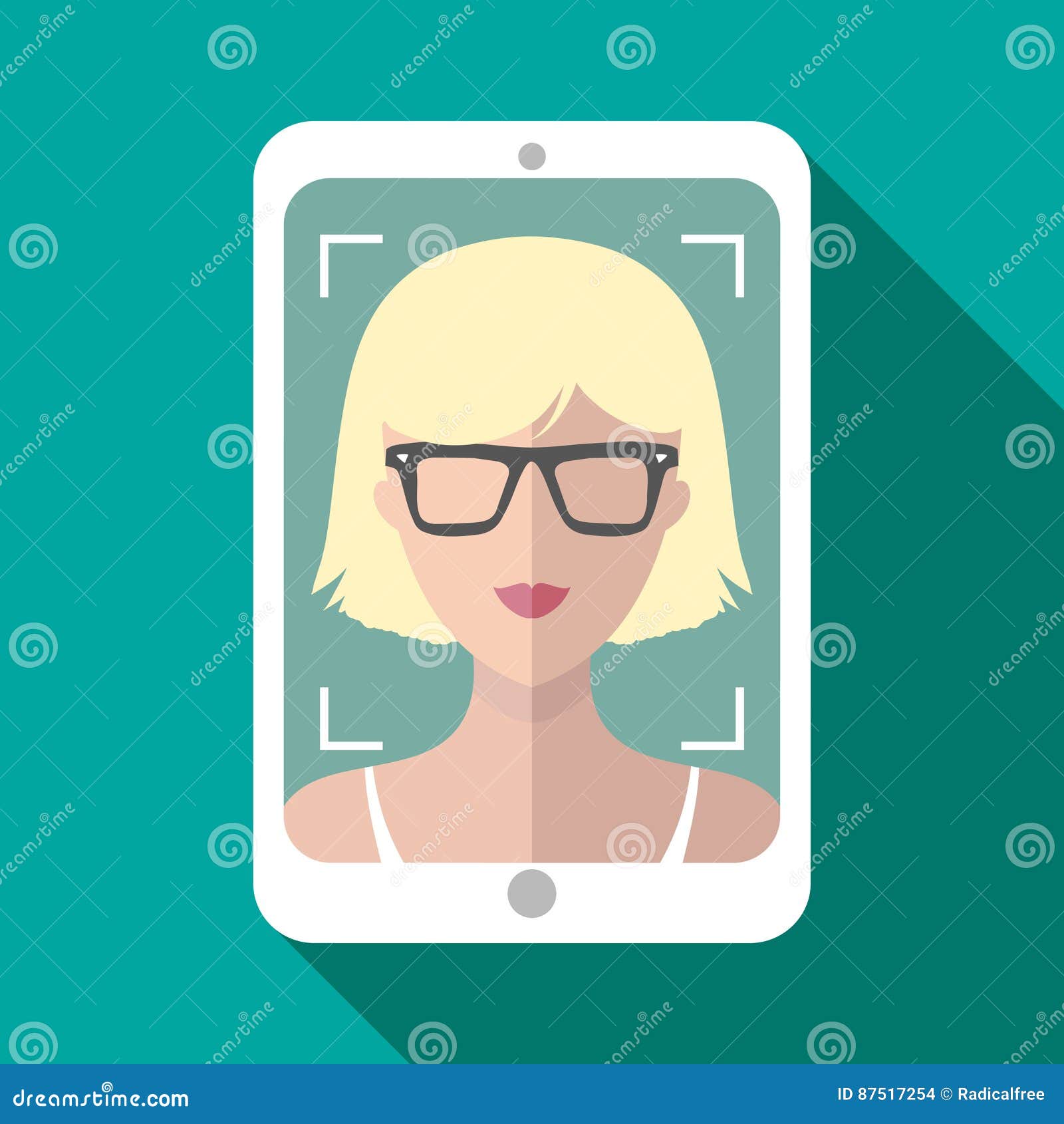 Vector Illustration Of Selfie On Mobile Phone In Trendy Flat Style Vector Icon Of Girl Taking