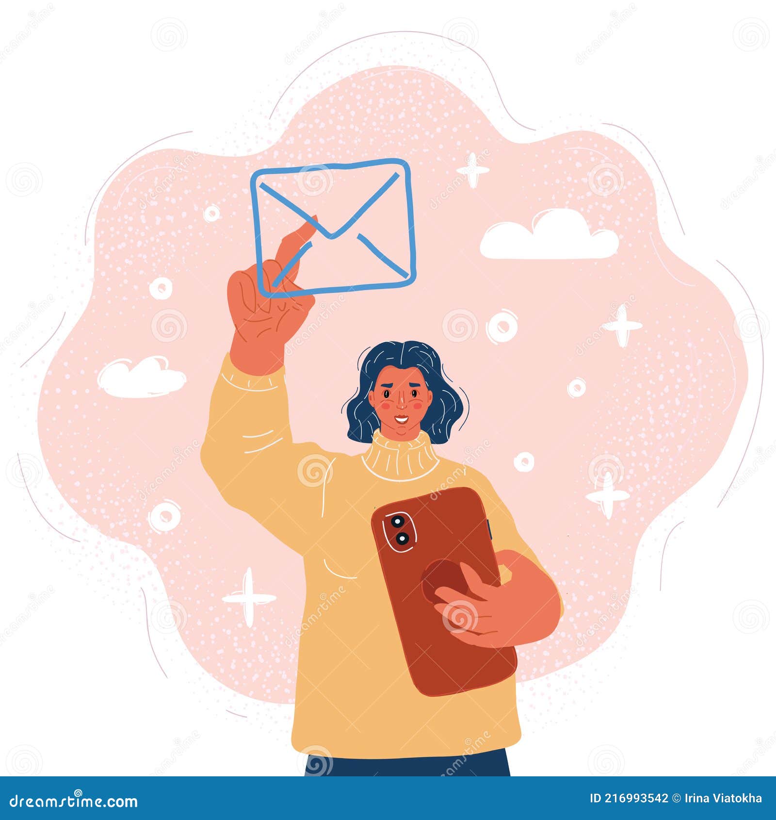 Vector Illustration of Sending Email. Push the Envelope Sign Stock ...