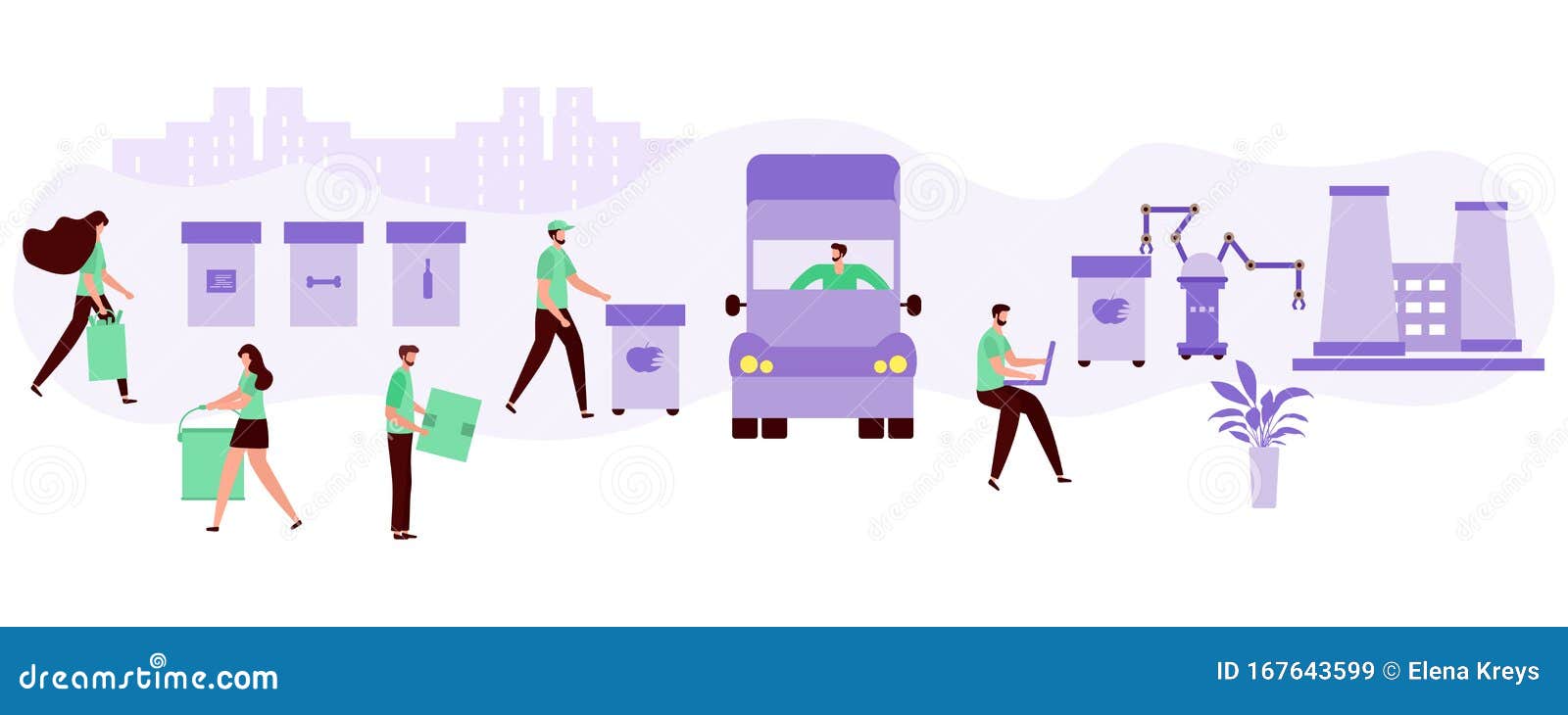 Vector People Robot Sorting Waste Recycling Eco Stock Illustration ...