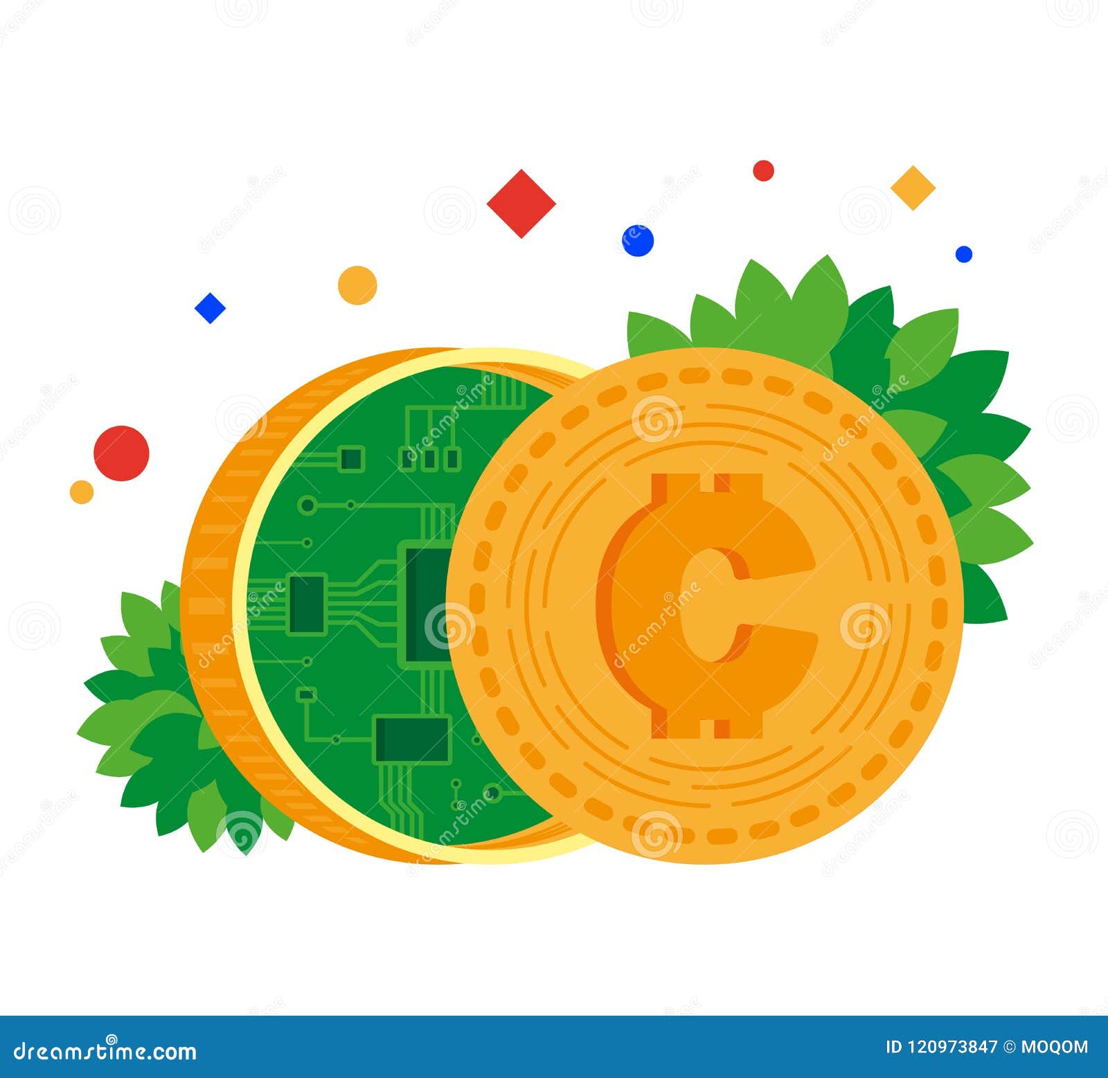 Electronic Money. Coin with Chip Inside. Blockchain. Stock Vector ...