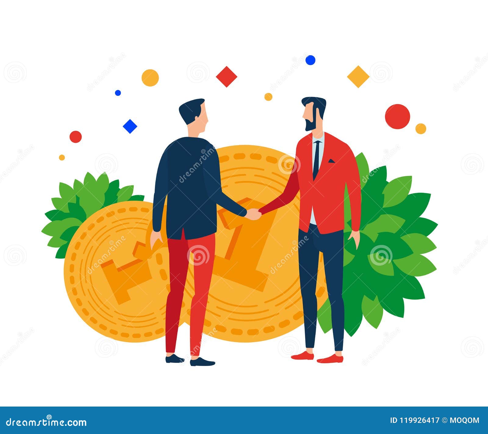 Men on the Background of Money Shake Hands. Stock Vector - Illustration ...