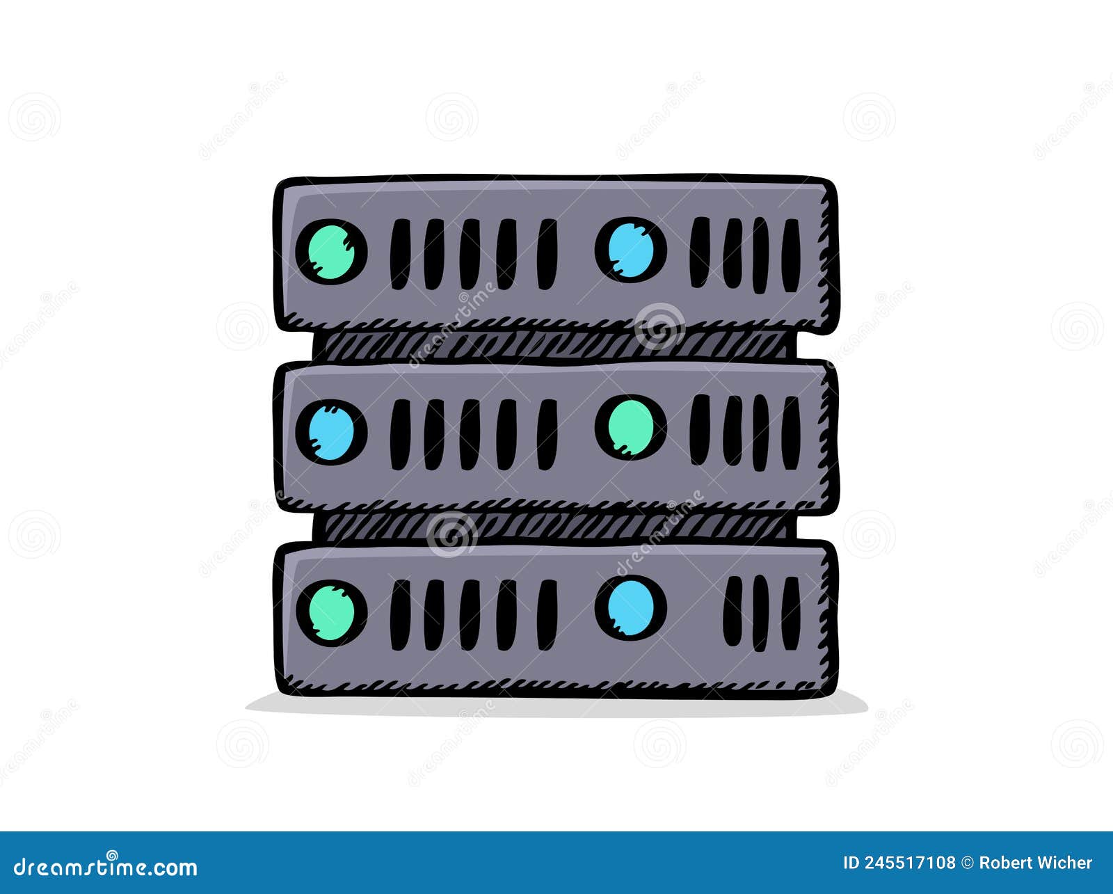 Vector Illustration of a Server Icon. Sketch Style Illustration Stock ...