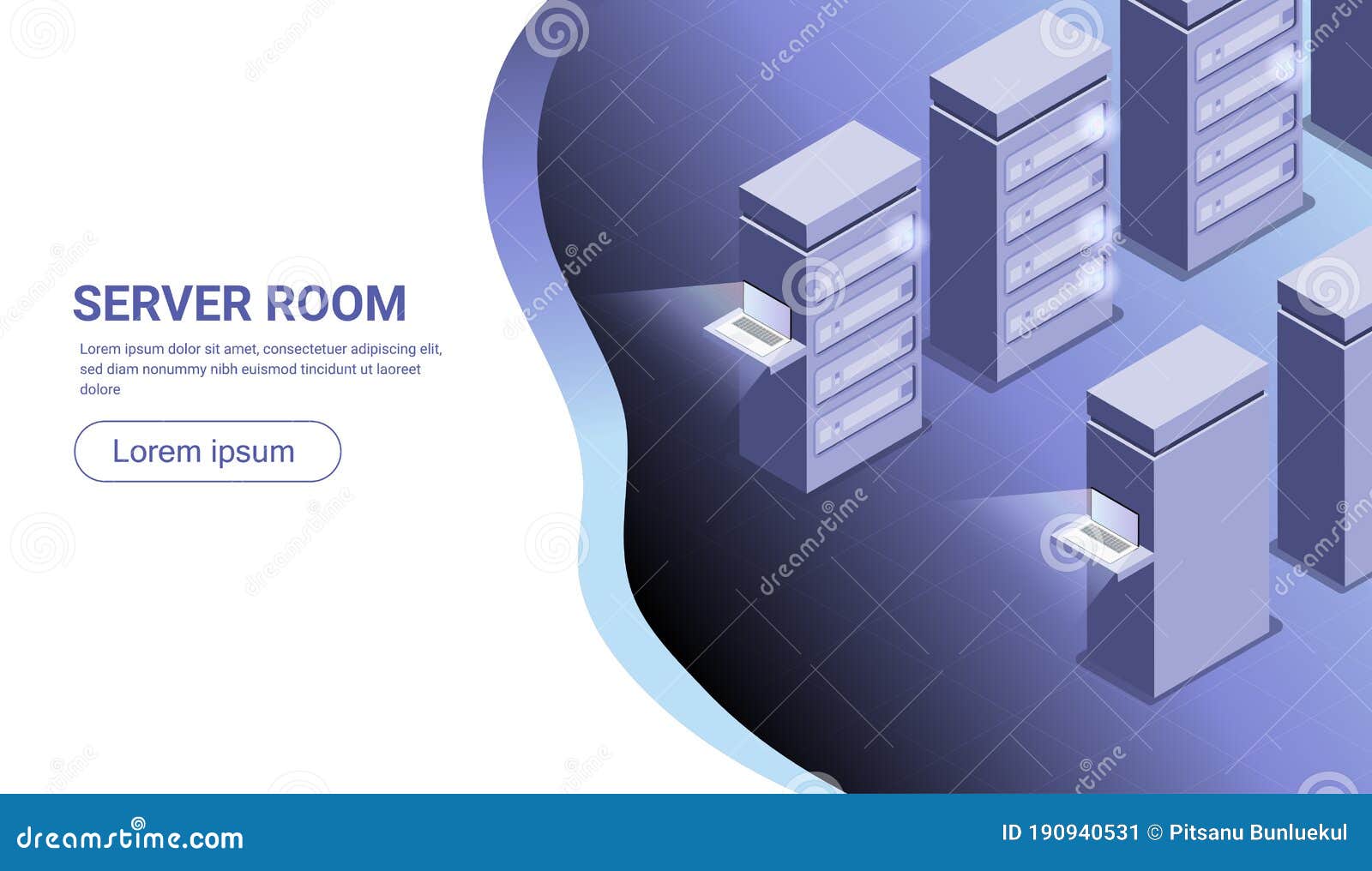 Vector Illustration Server Room Isometric Design Stock Vector ...