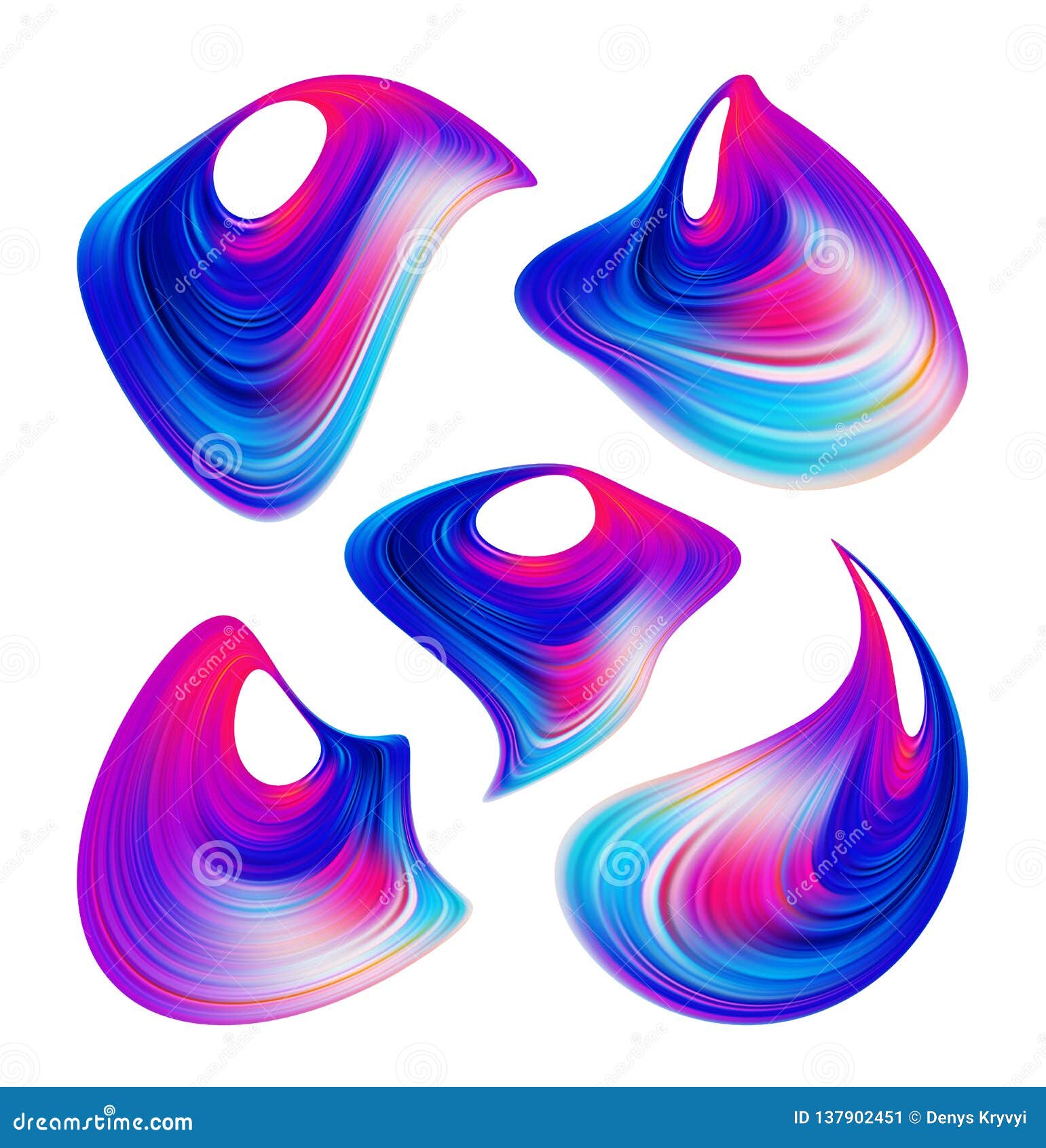 Vector Illustration: Set of Abstract Colorful Wave Flow Design Elements ...